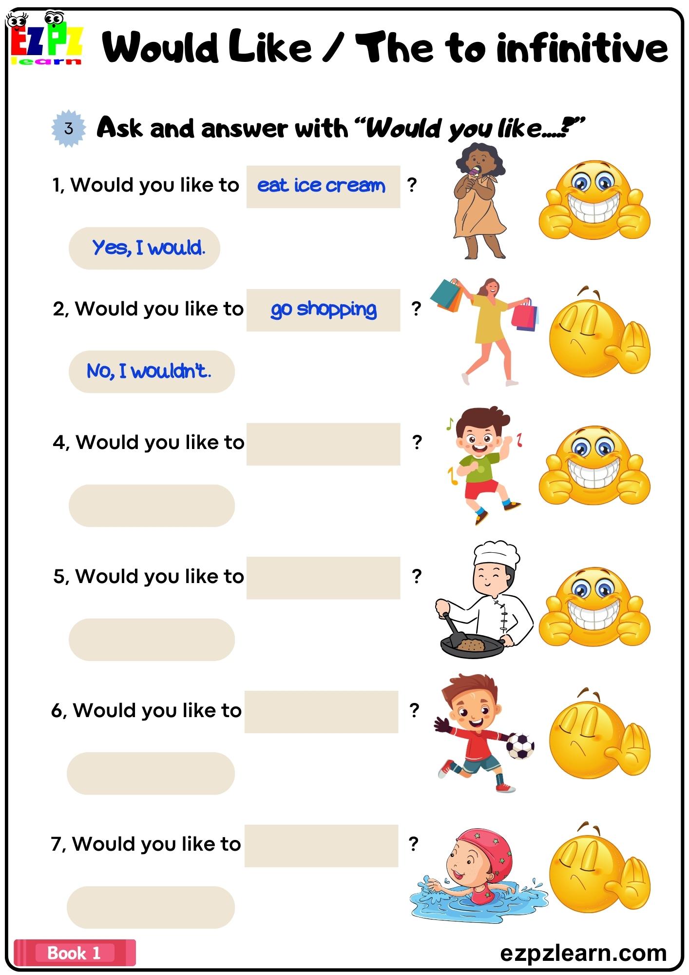 Would Like To Complete the Sentences and Answers Grammar Activity Bk1 ...
