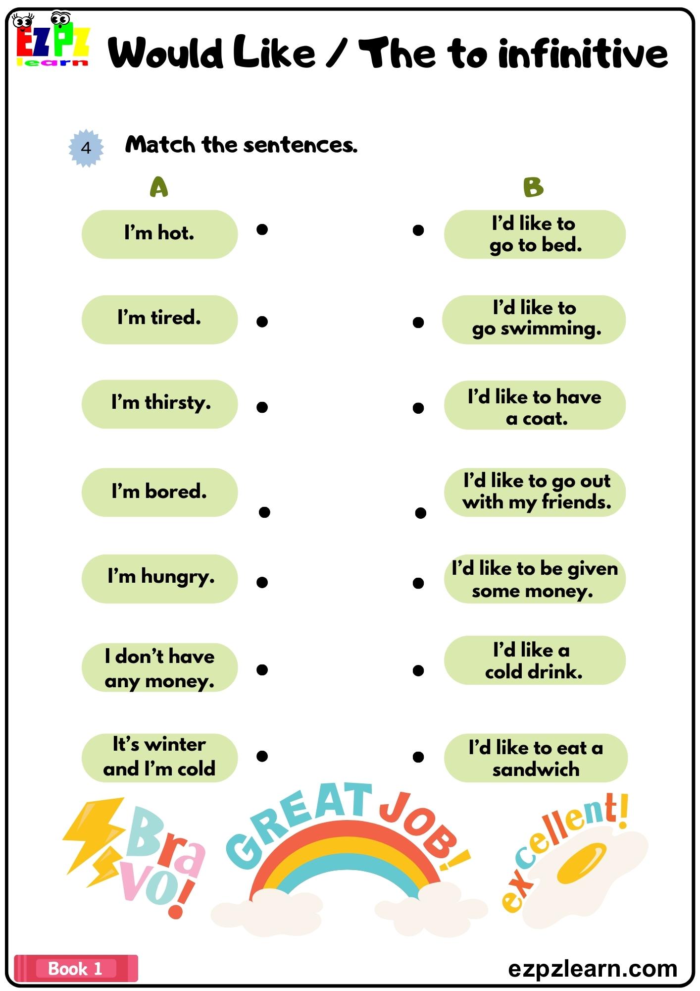 Would Like To Match the Sentences Grammar Activity Bk1 Free pdf ...