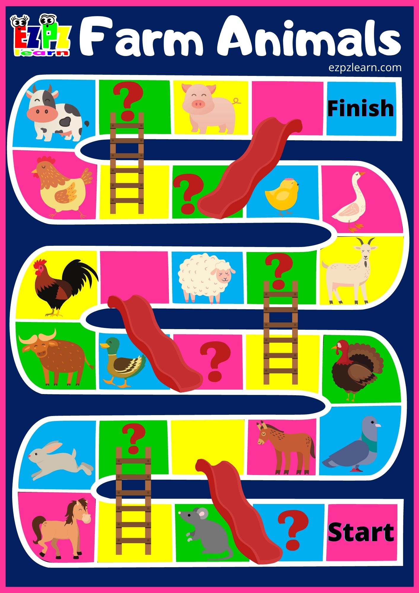 Farm Animals Slides Game - Ezpzlearn.com