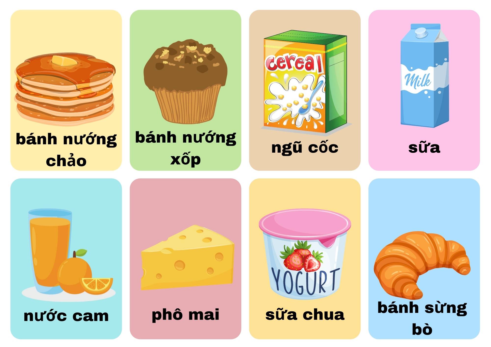 Breakfast Food - Ezpzlearn.com