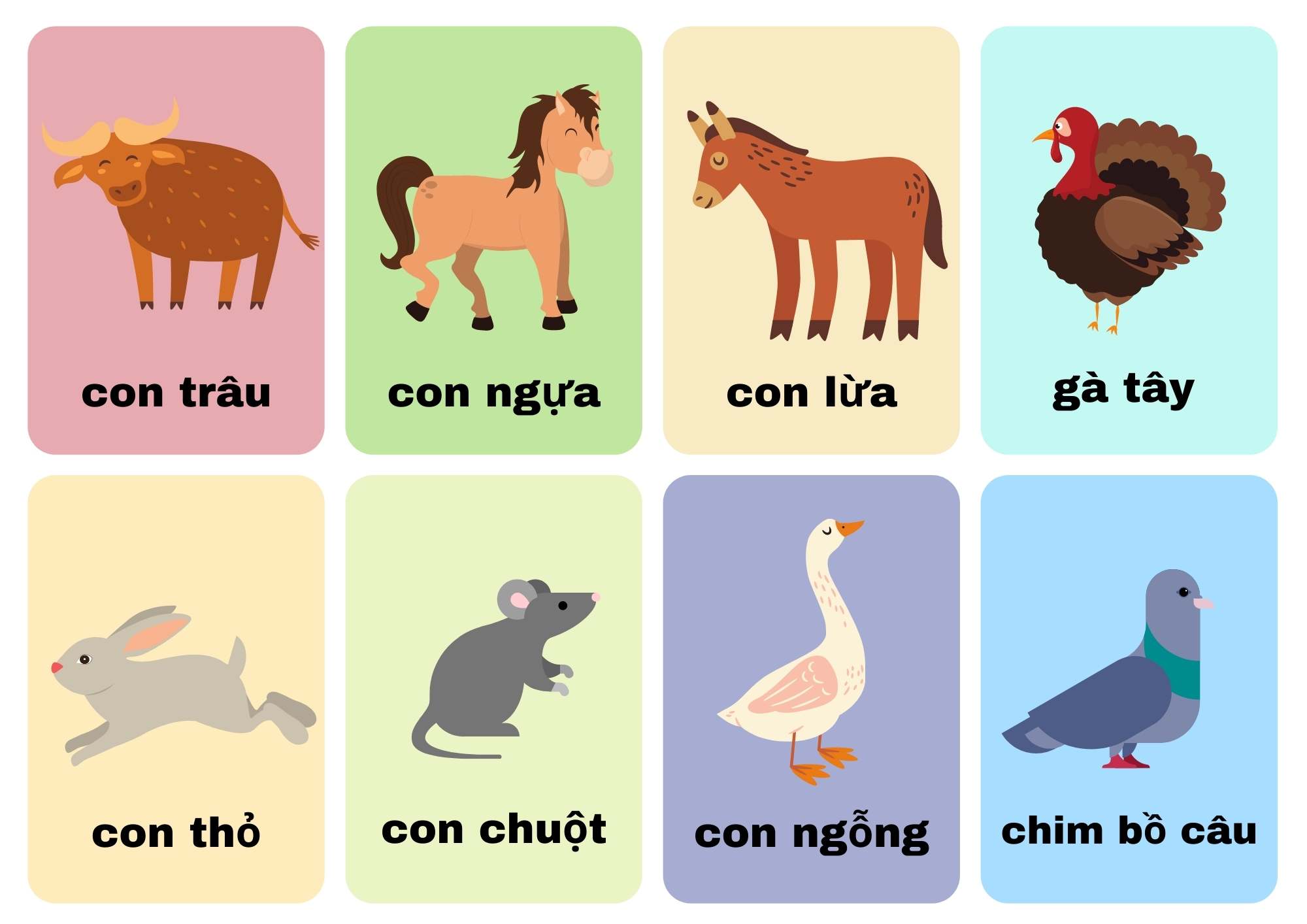 Farm Animals động vật trang trại - Ezpzlearn.com