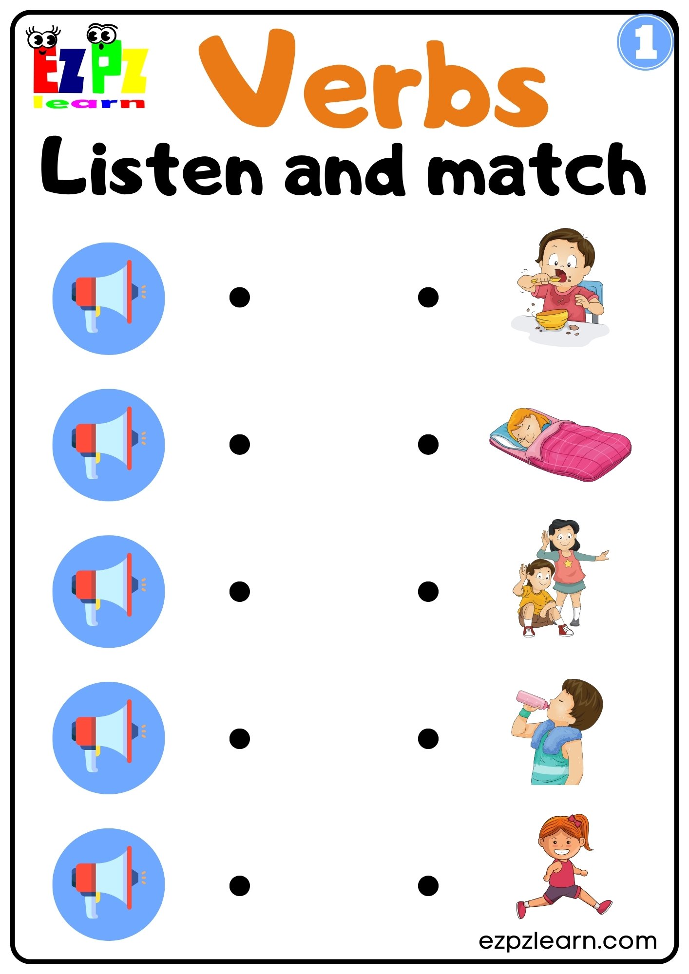 Interactive Verbs Worksheet Listen and Match the Correct Images ...