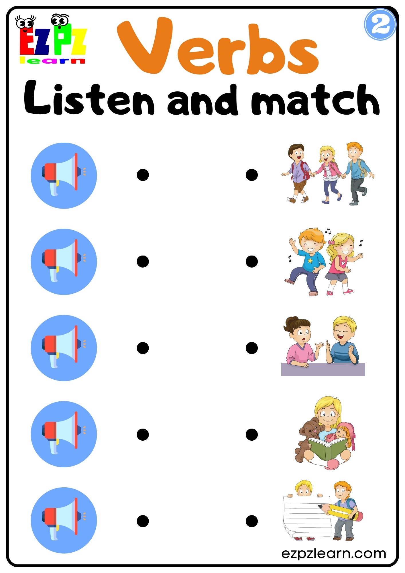 Interactive Verbs Worksheet Listen and Match the Correct Images ...