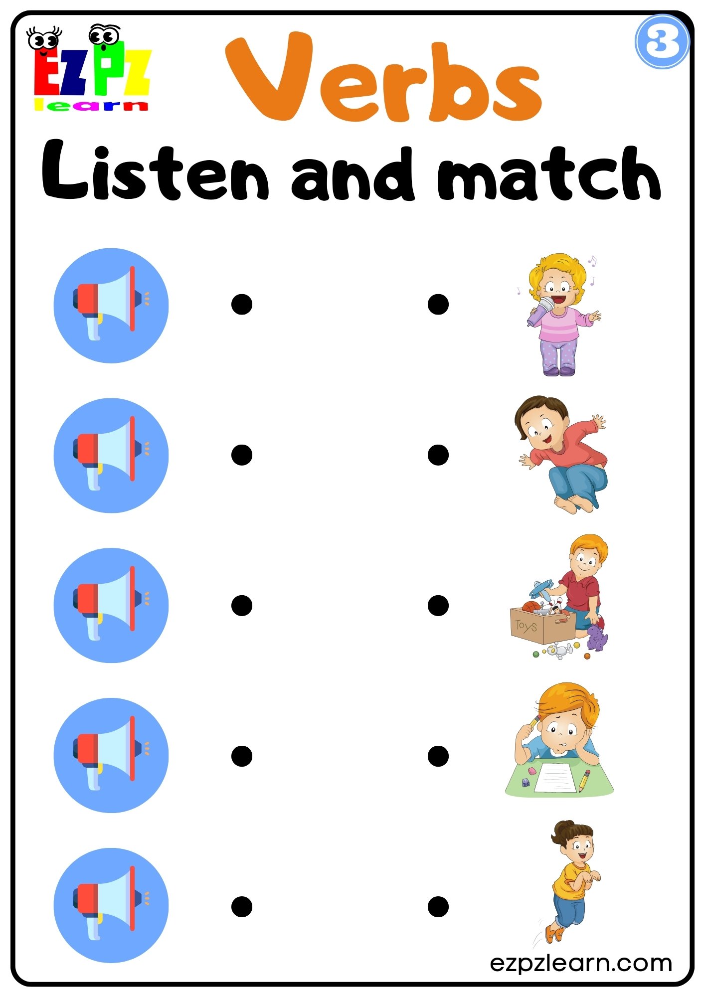 Interactive Verbs Worksheet Listen and Match the Correct Images ...