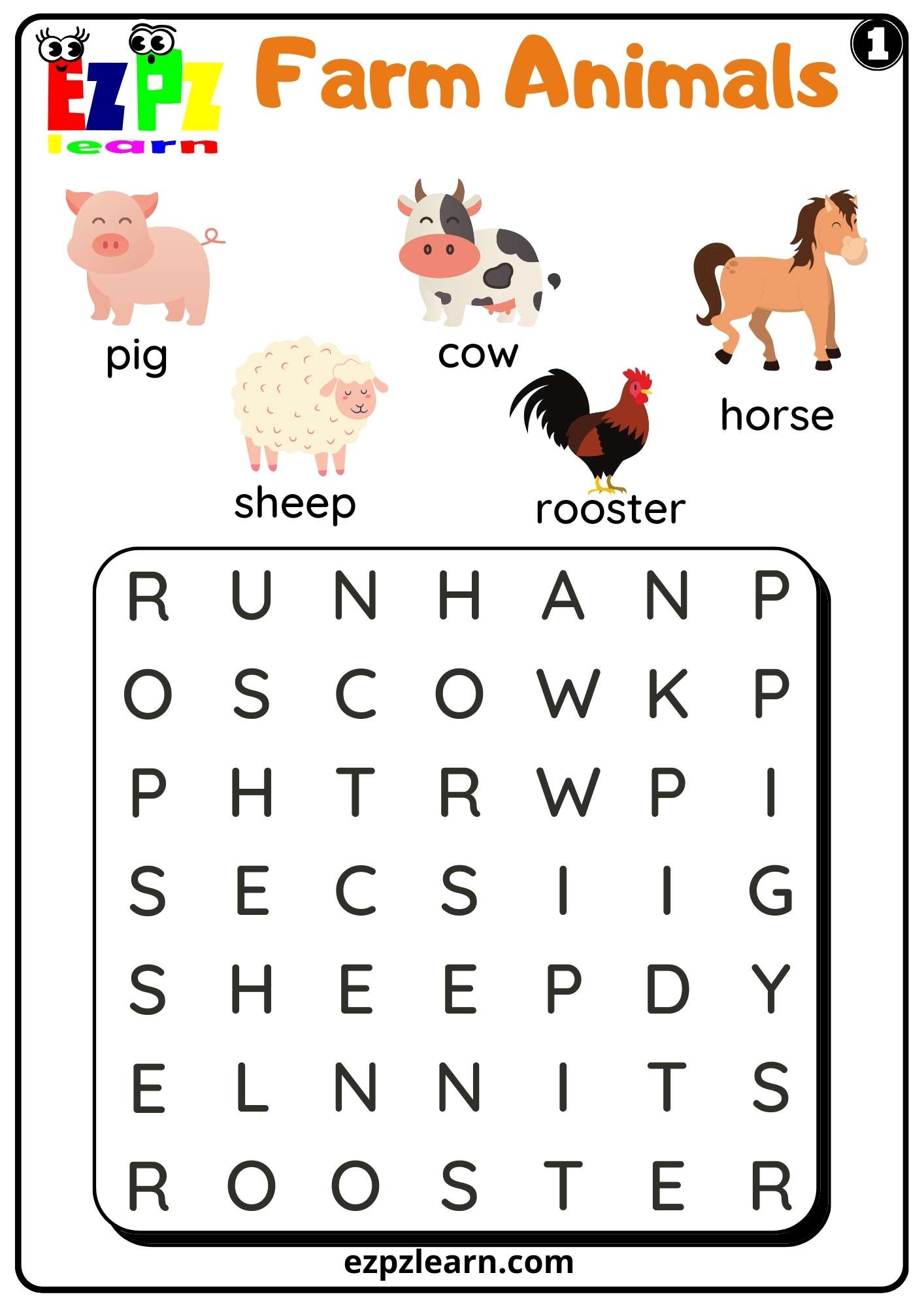 Farm Animals - Ezpzlearn.com