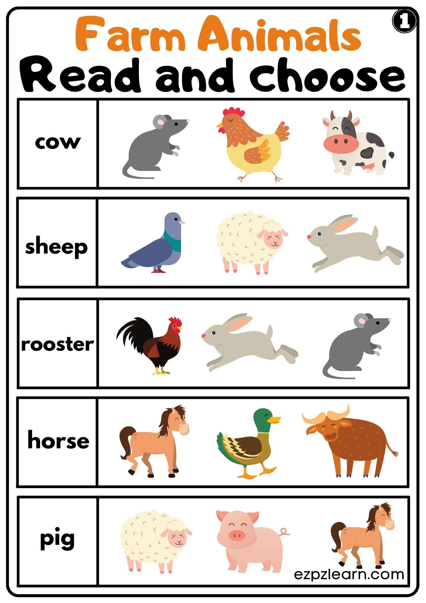 Farm Animals - Ezpzlearn.com