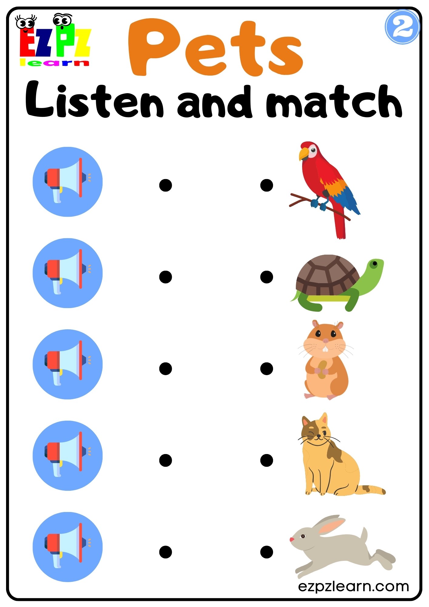Interactive Worksheet for Pets Listen and Match the Correct Images ...