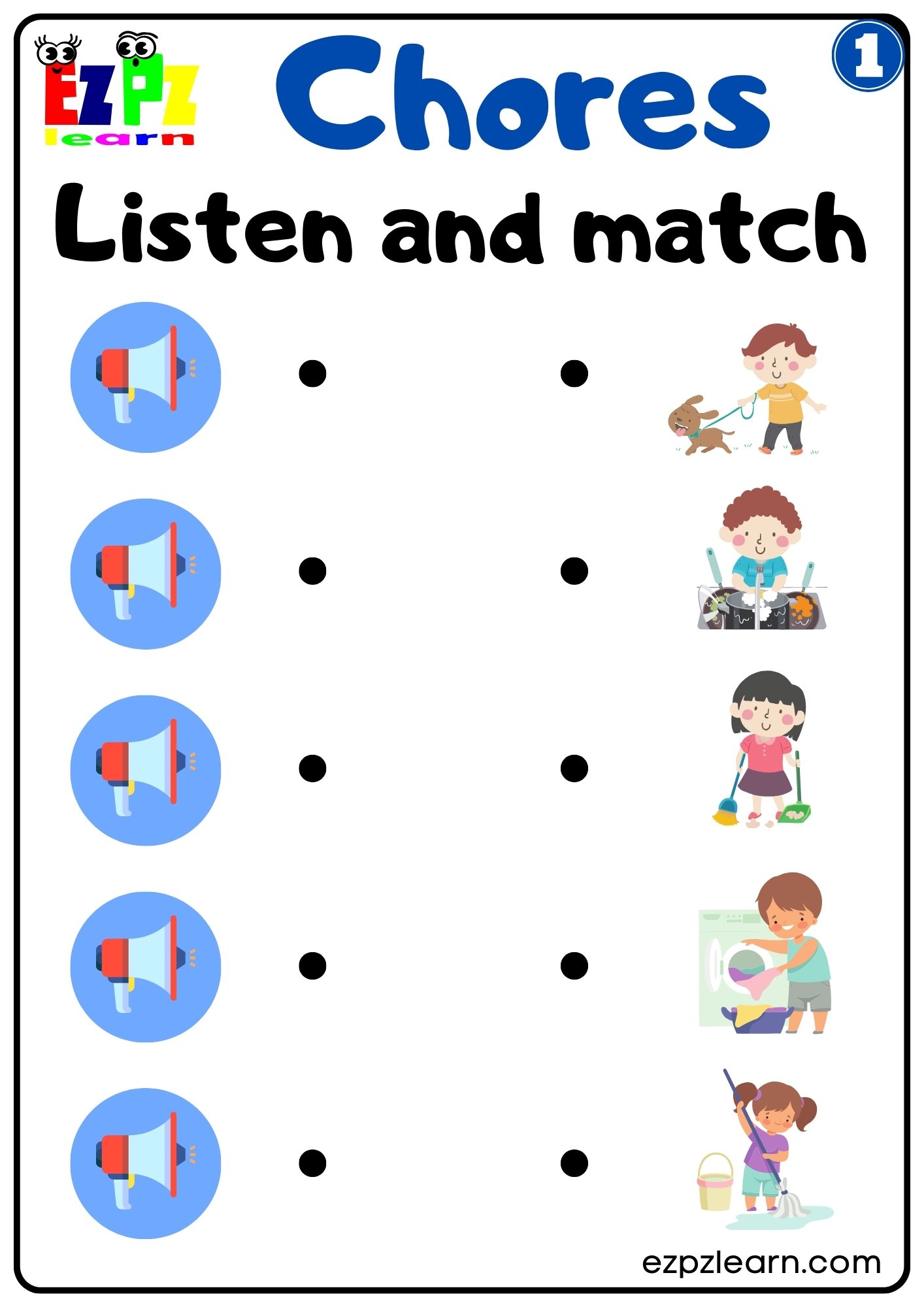 Chores Interactive Worksheet Listen and Match the Correct Images ...