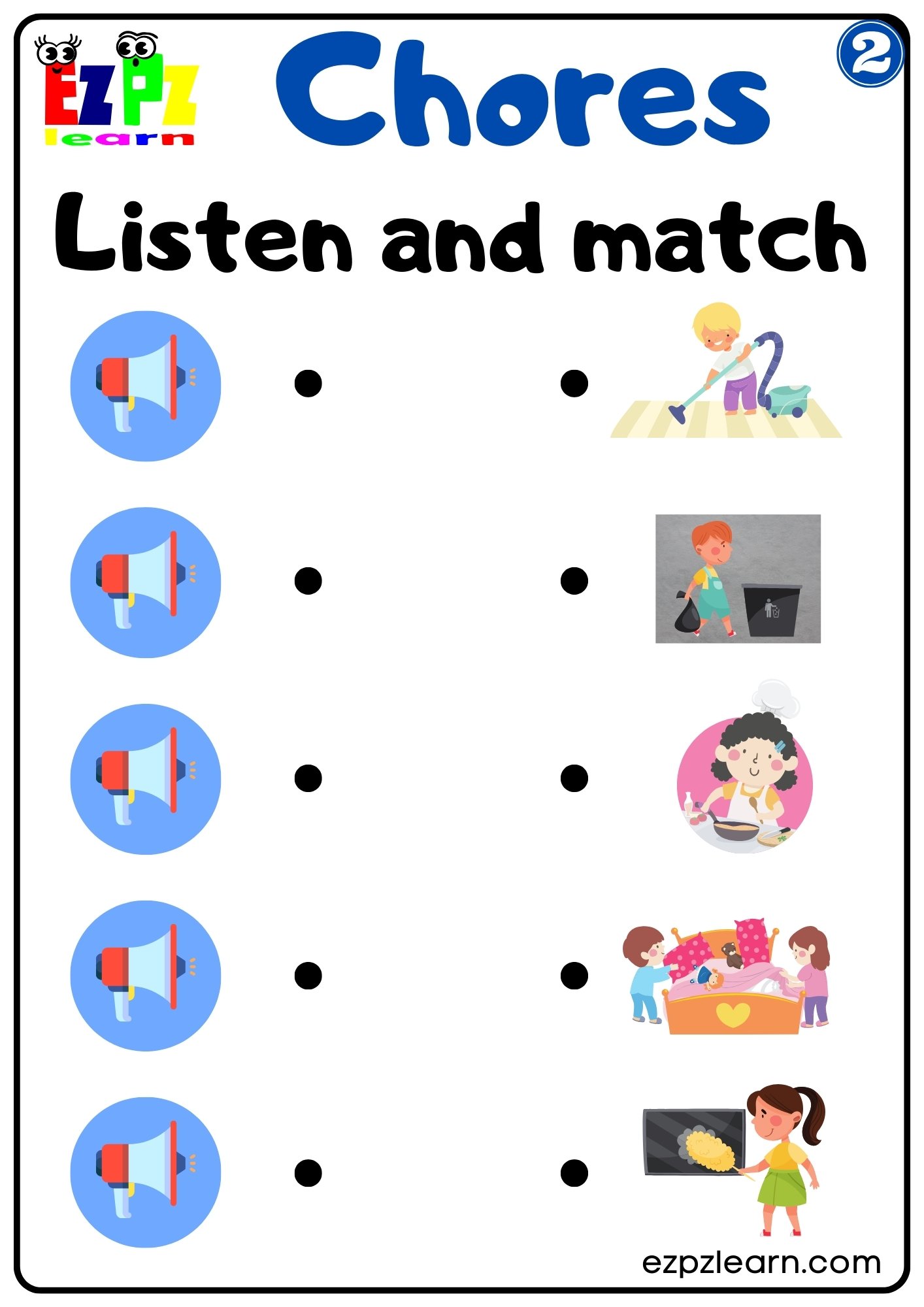 Chores Interactive Worksheet Listen, and Match the Correct Images ...
