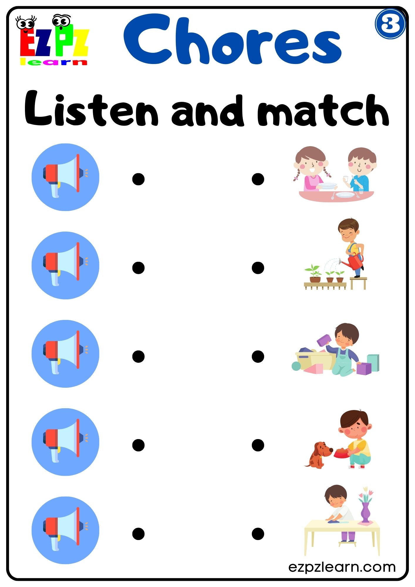 Chores Interactive Worksheet Listen and Match the Correct Images ...