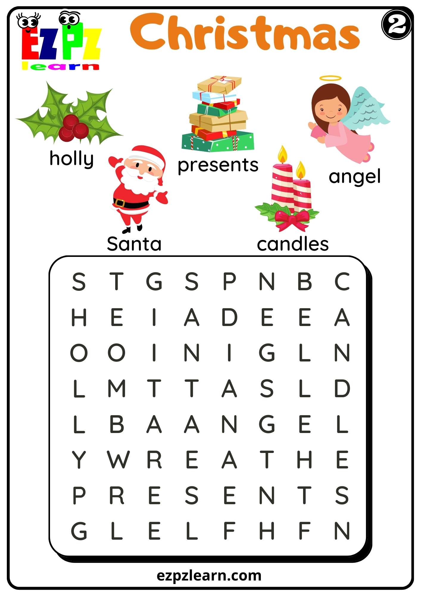 Christmas Holiday Word Search For Kids K5 and ESL Free PDF Download Set ...