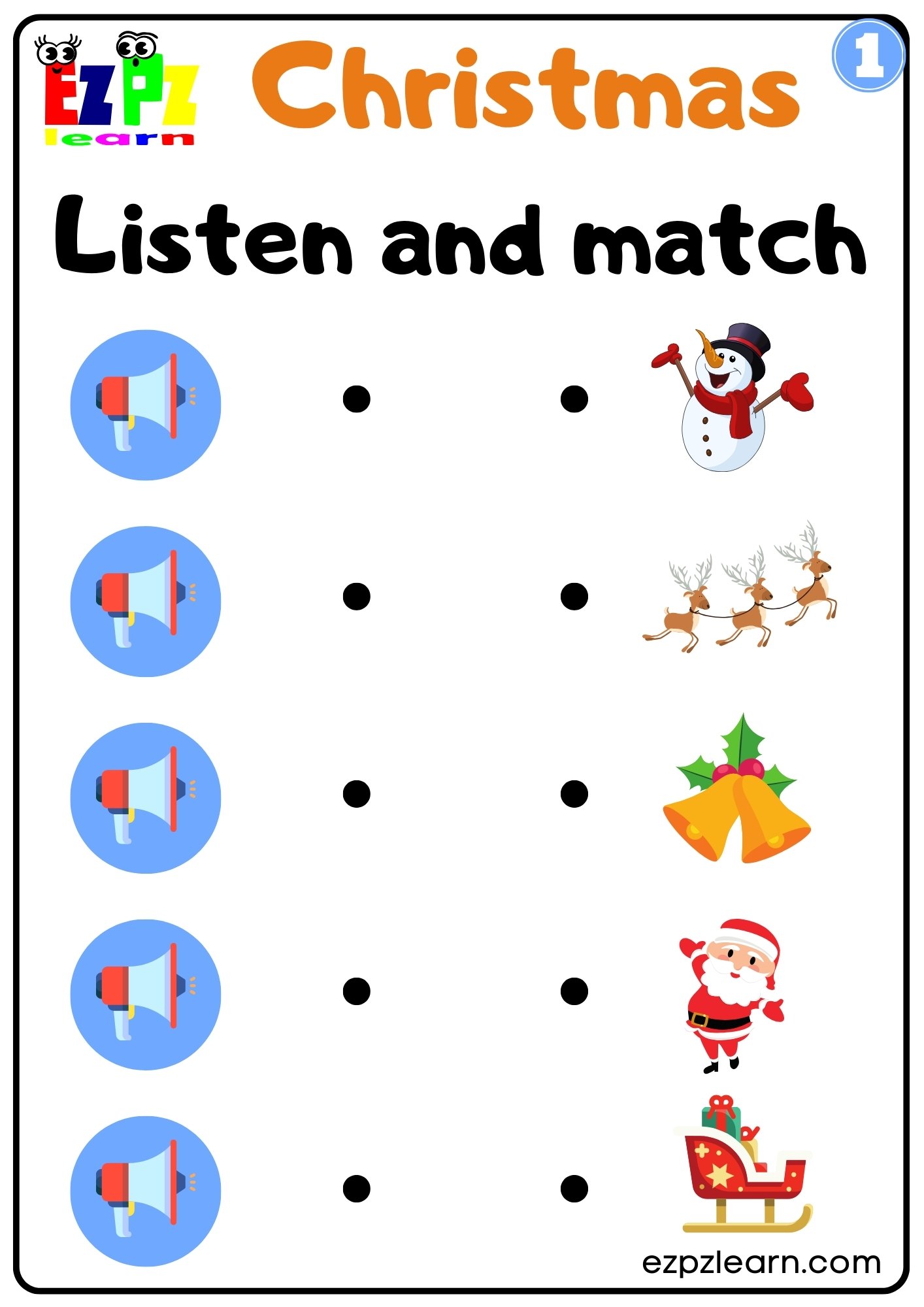 Christmas Interactive Worksheet Listen and Match the Correct Images ...