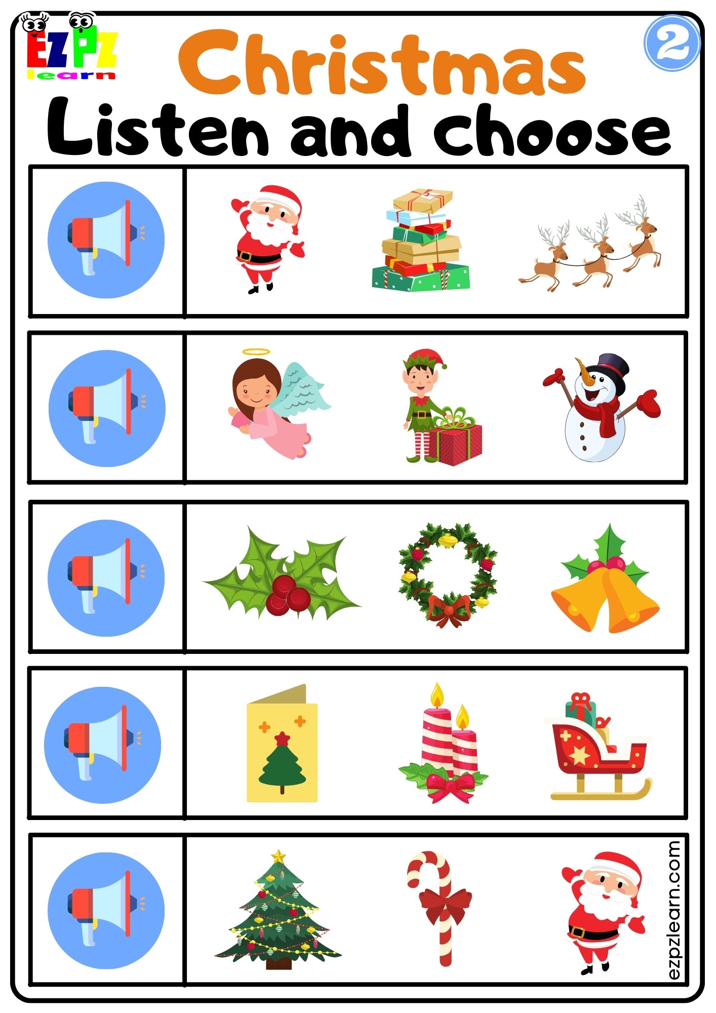 Christmas Interactive Worksheet Listen and Choose the Correct Images ...