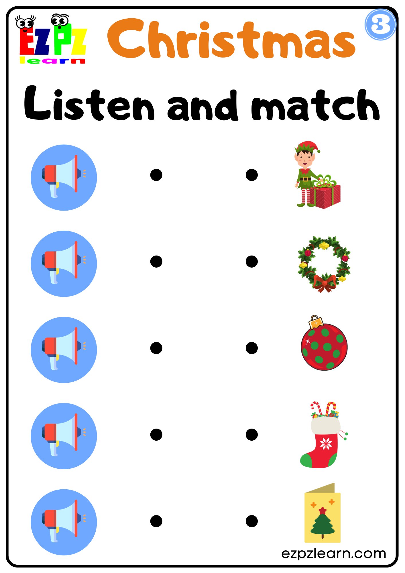 Christmas Interactive Worksheet Listen and Match the Correct Images ...