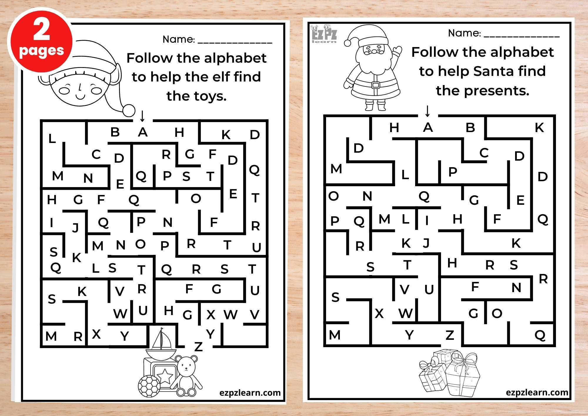 Chirstmas Alphabet Maze - Ezpzlearn.com