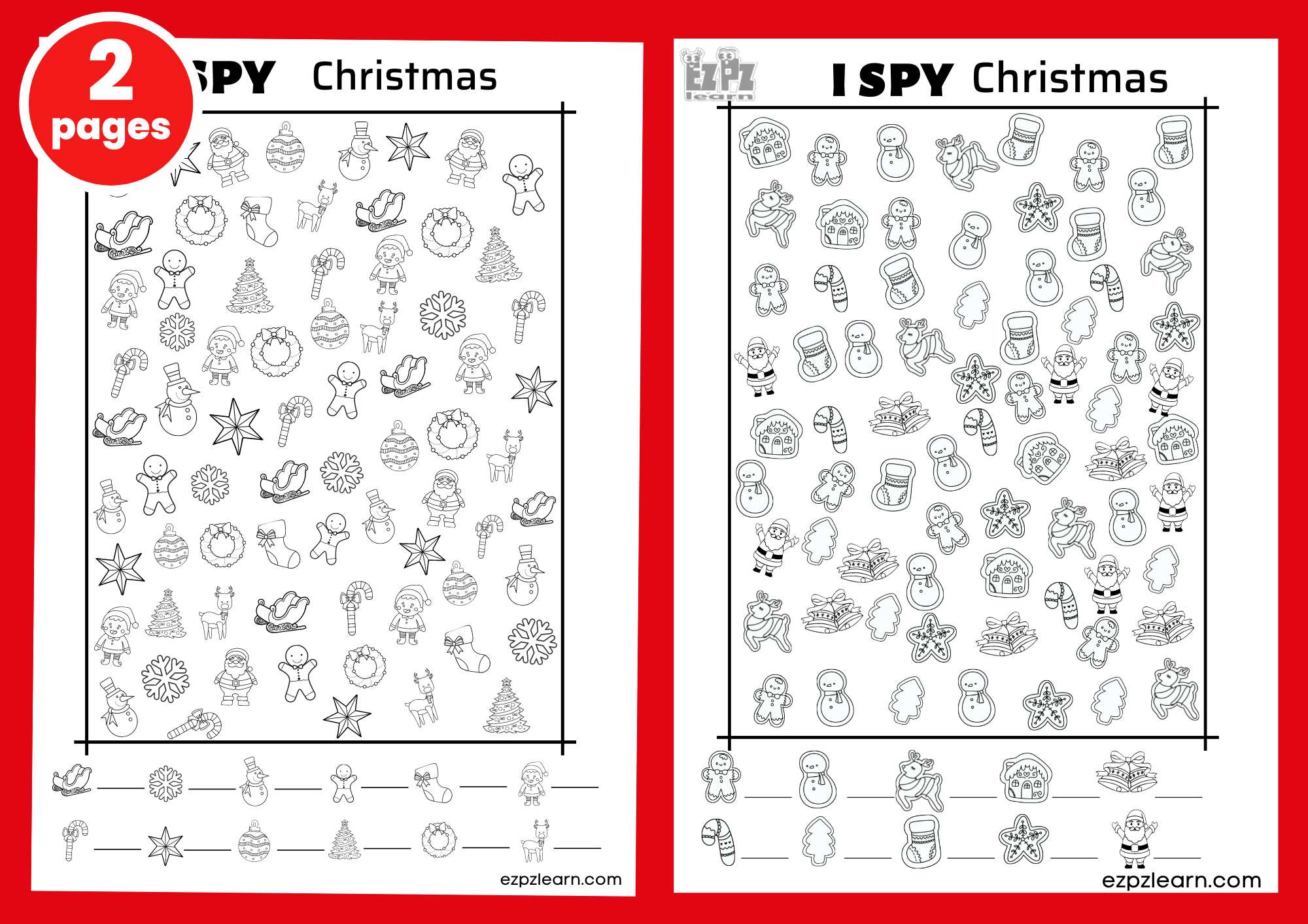 I Spy Christmas Activity - Ezpzlearn.com
