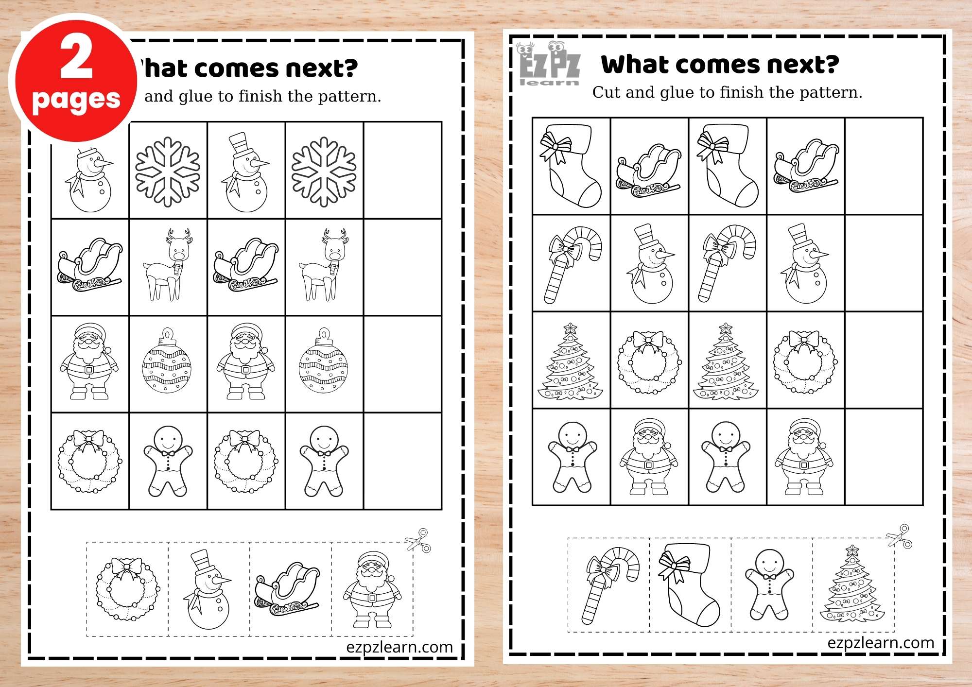 What comes next Christmas activity for kids - Ezpzlearn.com