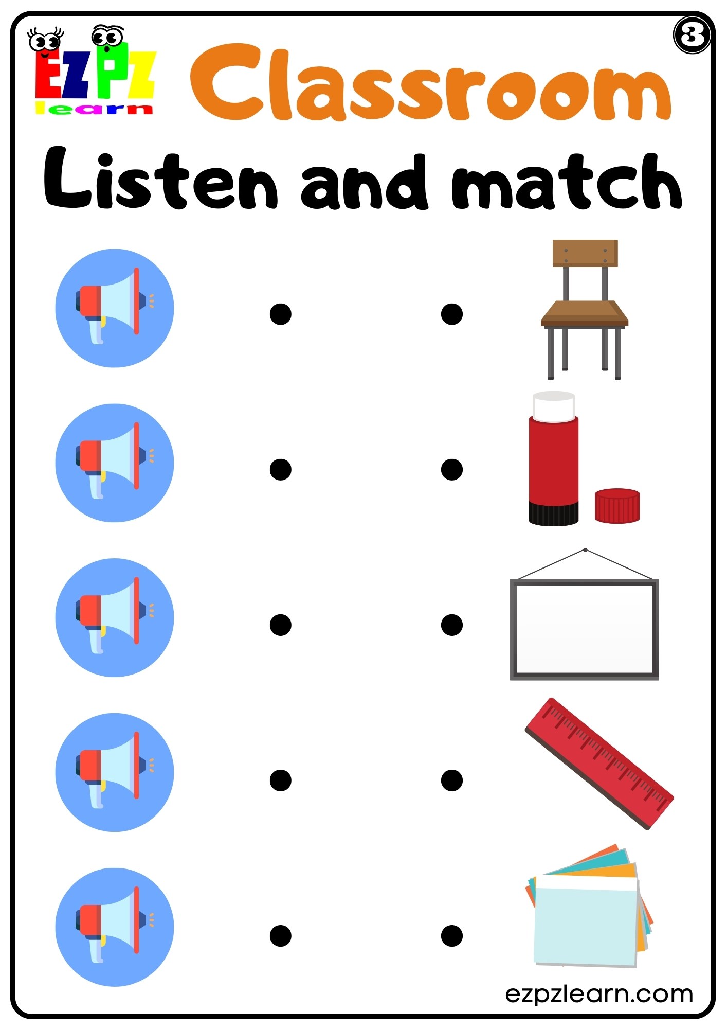 Listen and Match Interactive Classroom Activity Group 3 Includes: glue ...