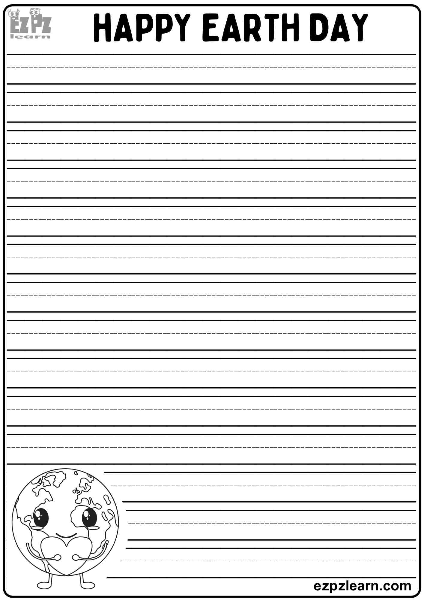 Happy Earth Day Writing Activity for Kids. Free Printable PDF ...