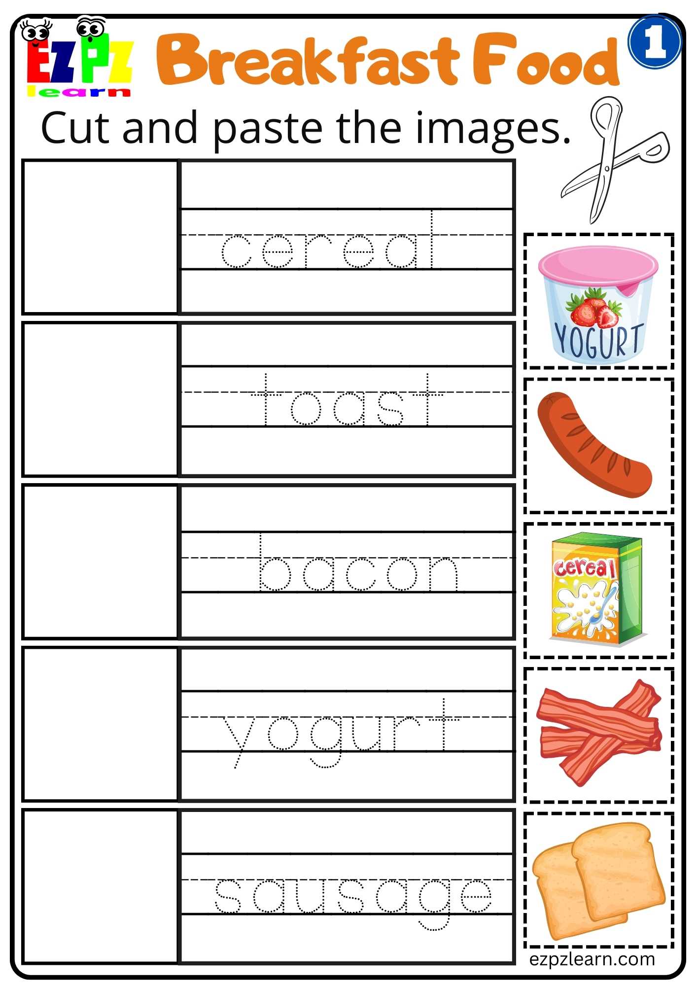 Breakfast Food - Ezpzlearn.com