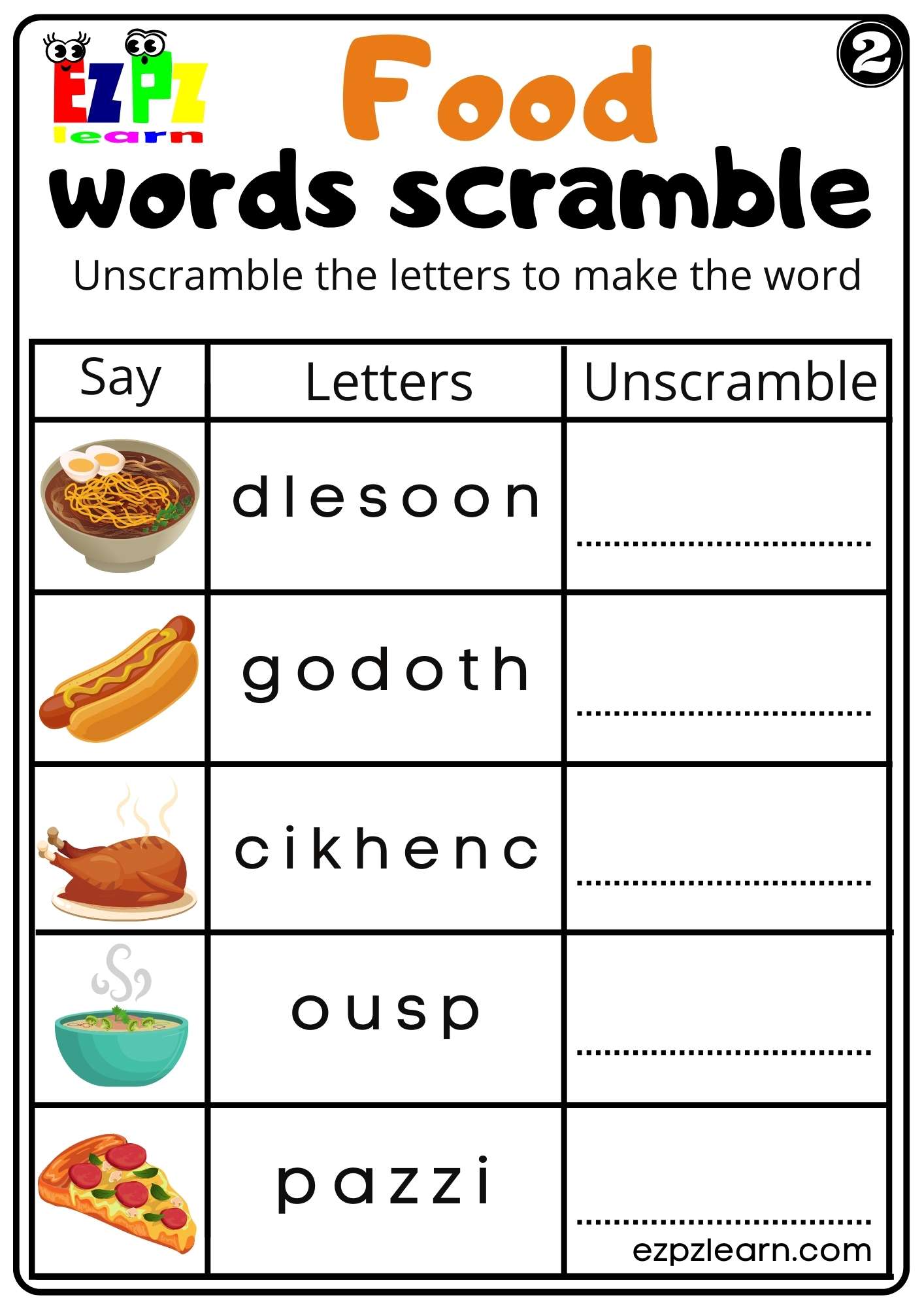 Food - Ezpzlearn.com