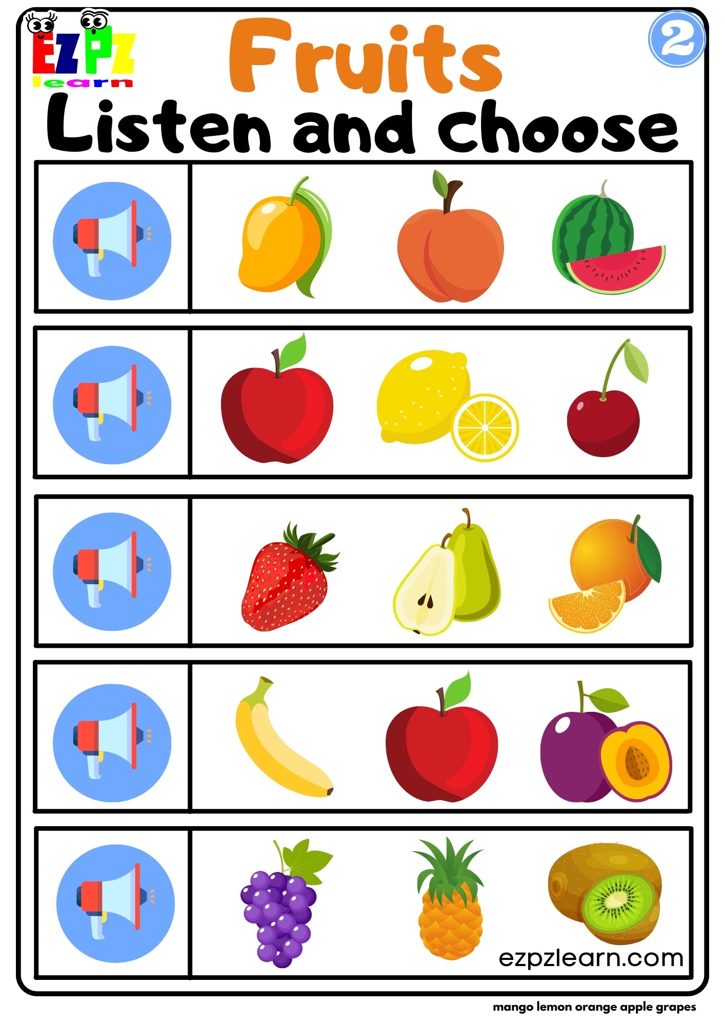 Fruit Worksheets For Kindergarten