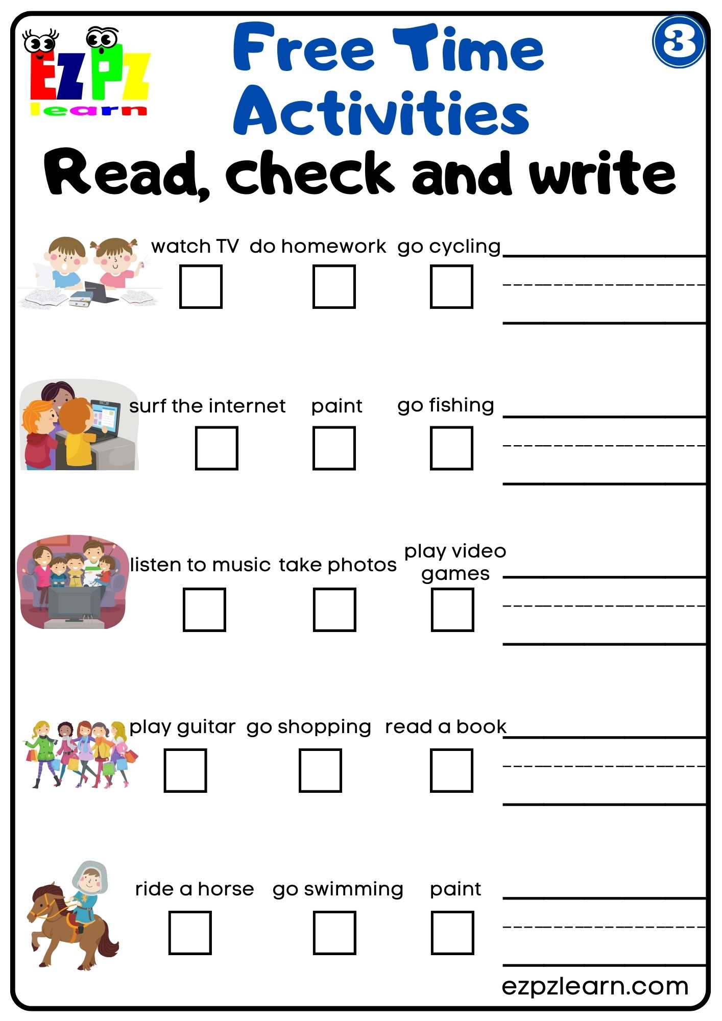 Read Check and Write Worksheet for ESL and K5 Students PDF Download ...