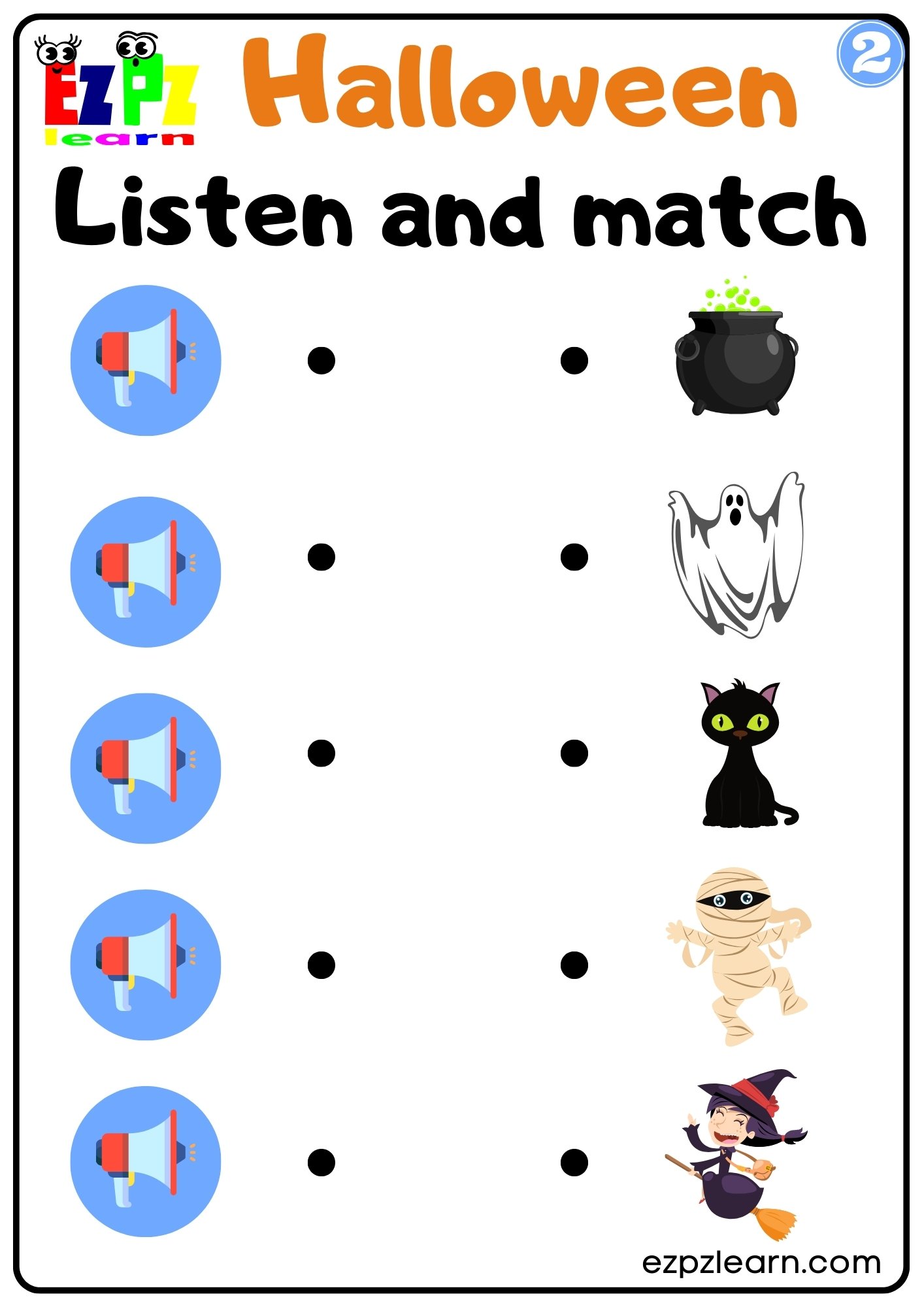 Halloween Holiday Vocabulary Listen and Match the Correct Images ...