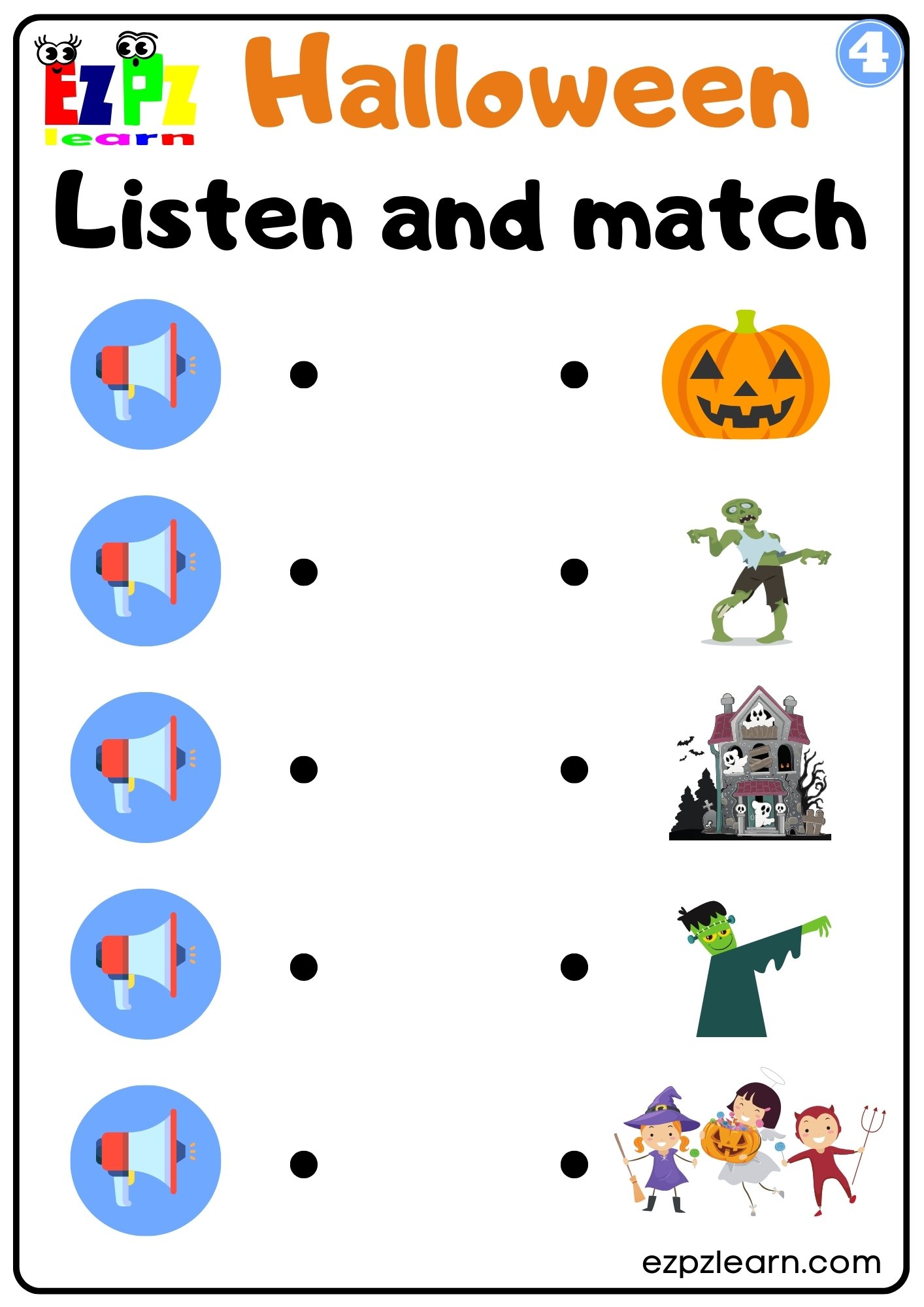 Halloween Holiday Vocabulary Listen and Match the Correct Images For K5 ...