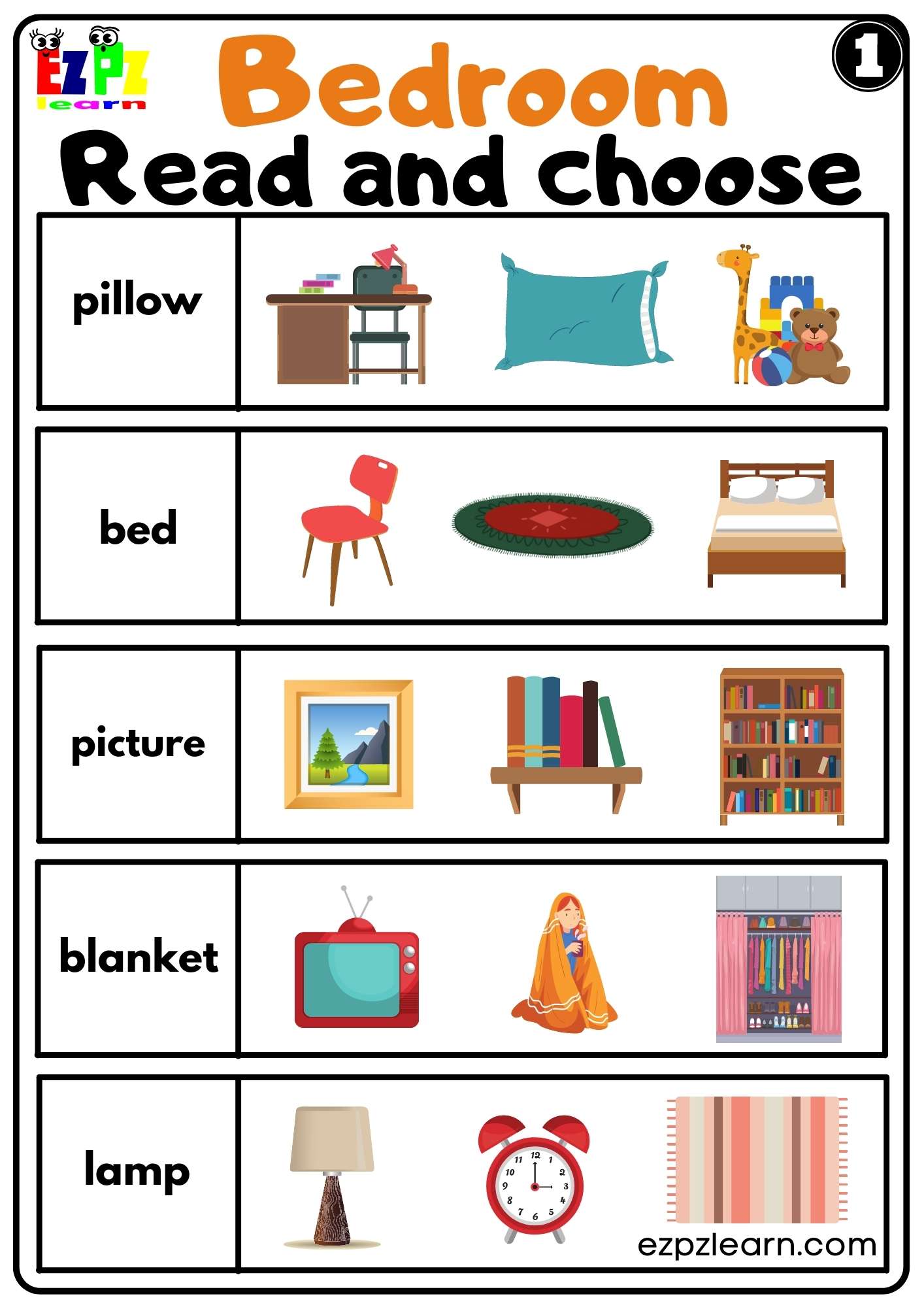 Bedroom - Ezpzlearn.com