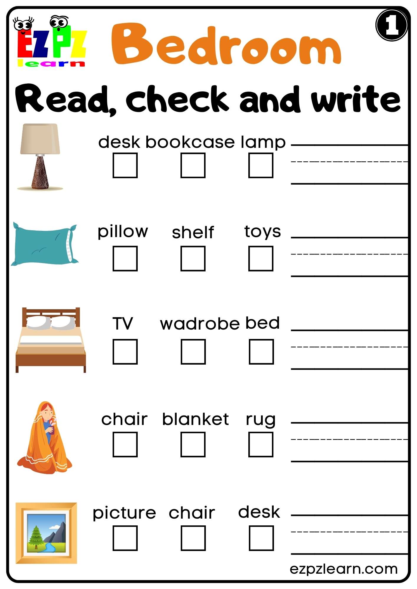 Bedroom - Ezpzlearn.com