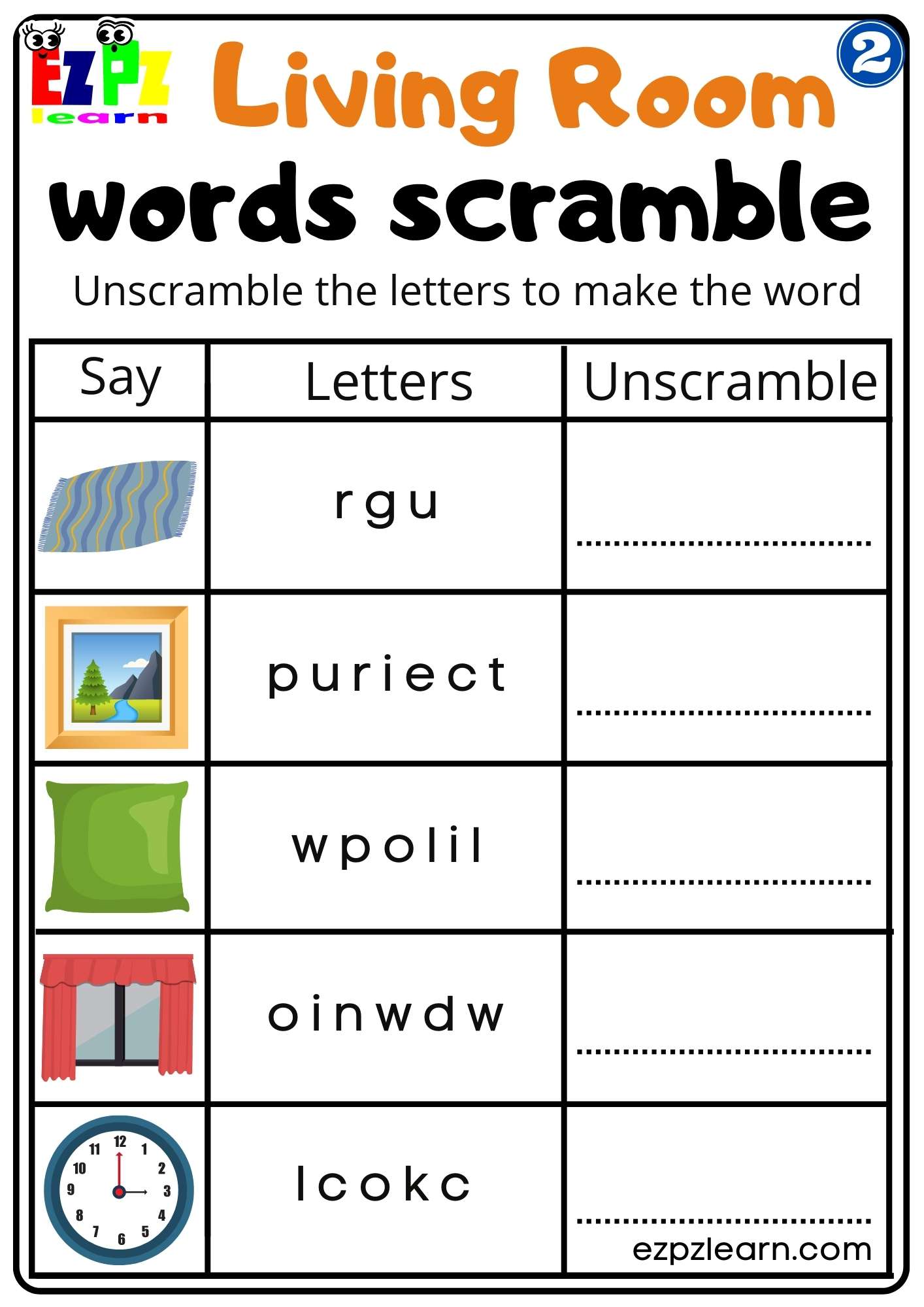 Living Room - Ezpzlearn.com