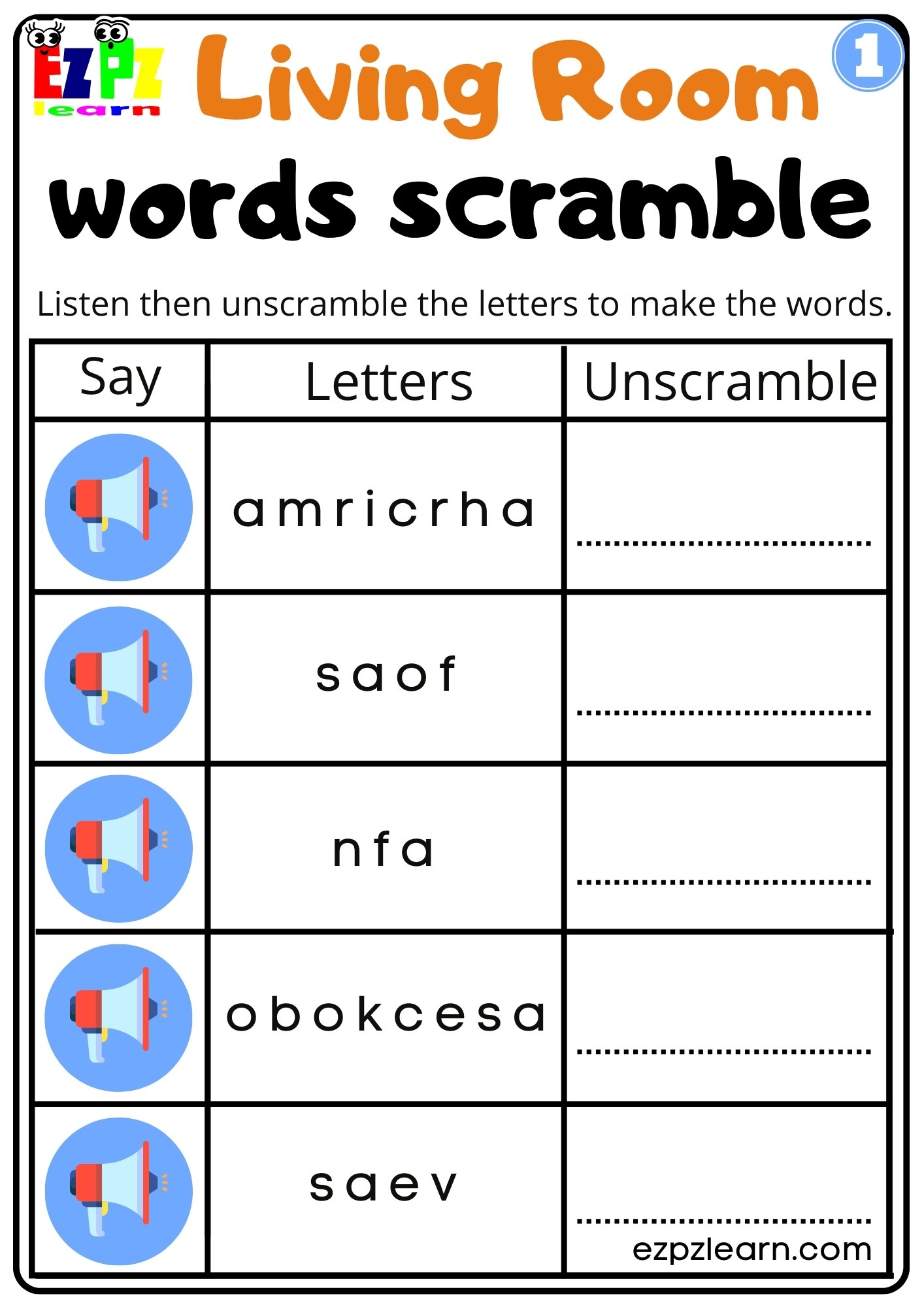 Living Room - Ezpzlearn.com