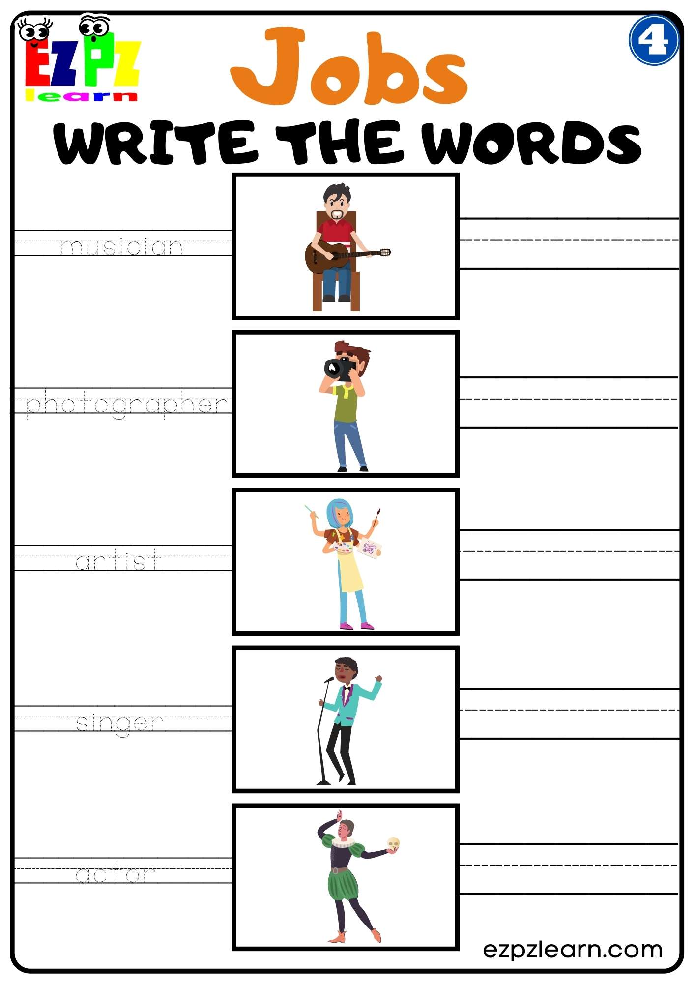 G4 Careers Write the Words Worksheet for ESL and K5 Students PDF ...