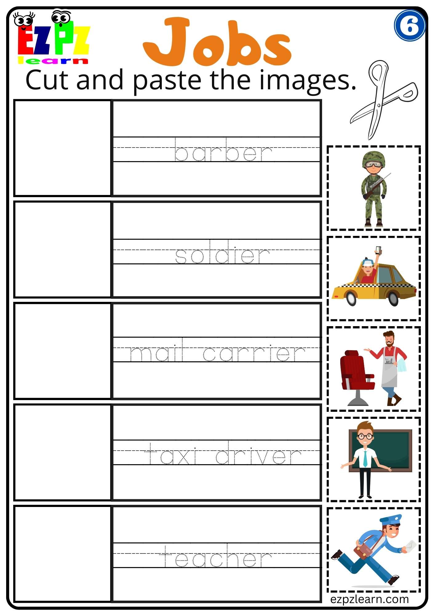 G6 Jobs Cut and Paste Worksheet for K5 and ESL Students PDF Download ...