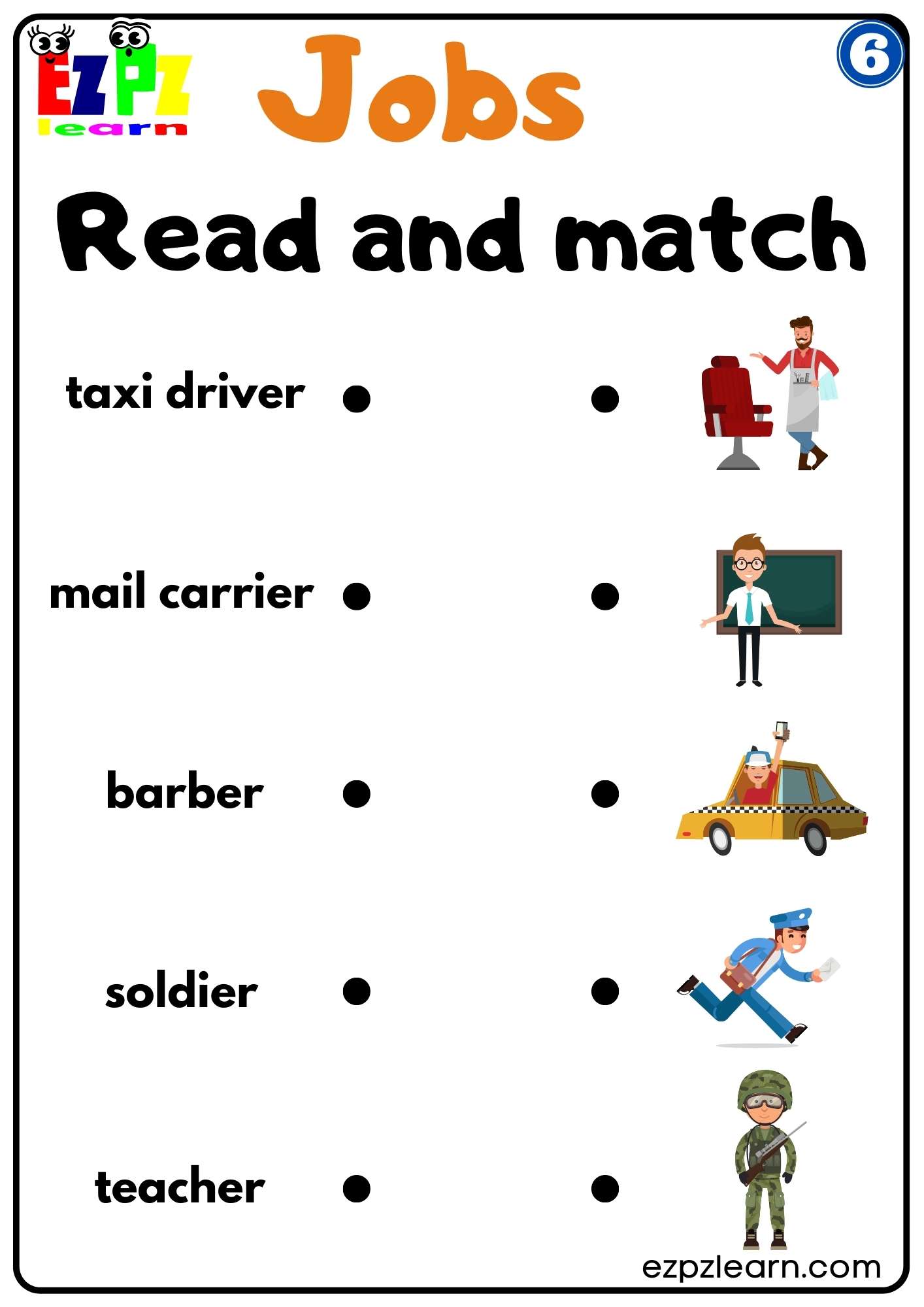 G6 Jobs Read and Match Worksheet for K5 and ESL Students PDF Download ...