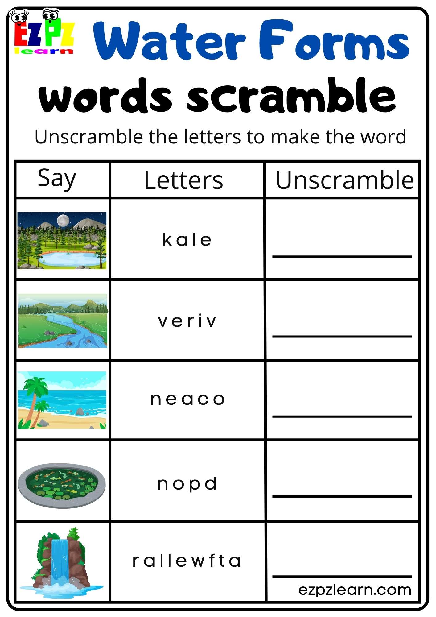 Family Word Scramble 2 - Ezpzlearn.com