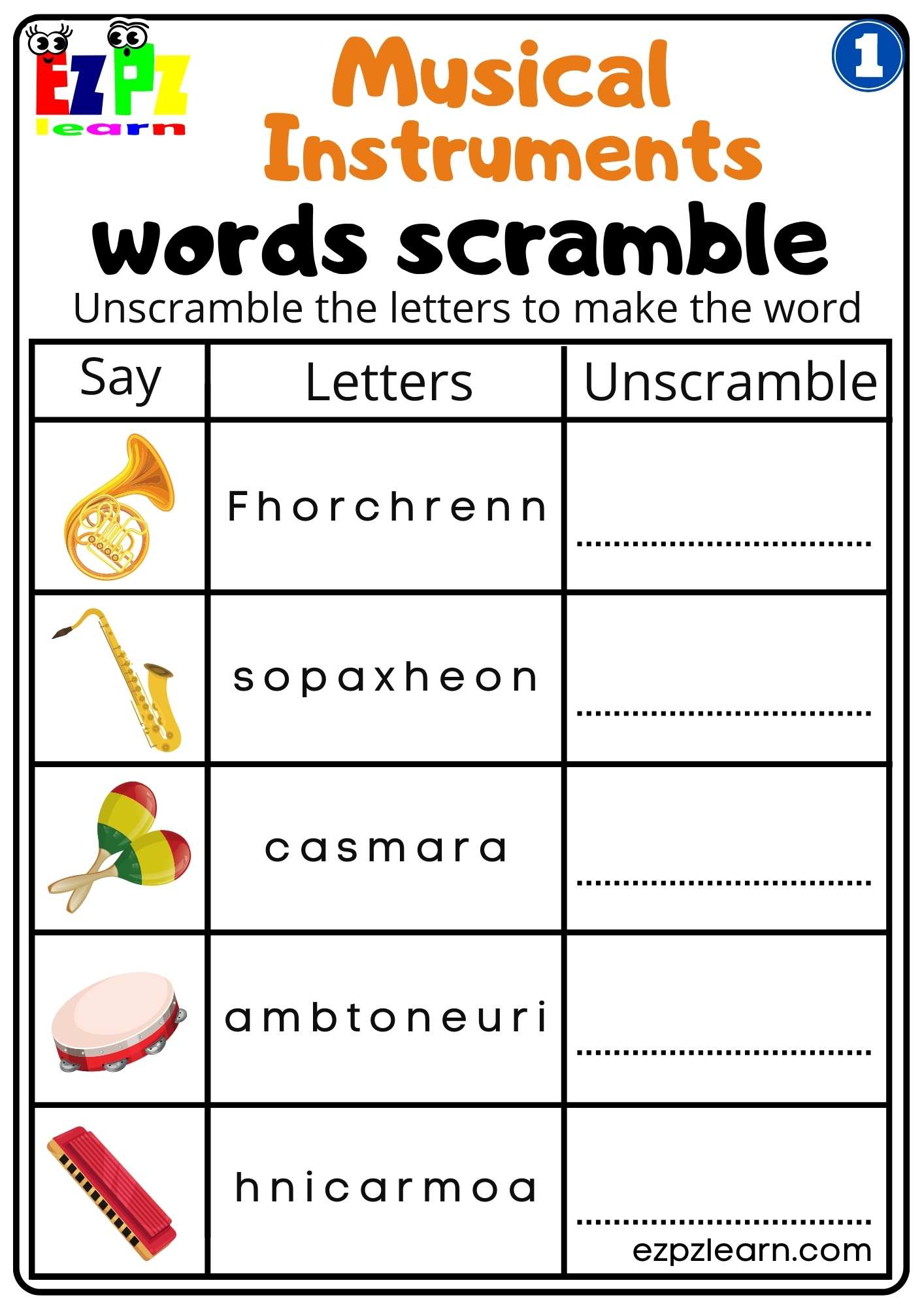 Musical Instruments - Ezpzlearn.com