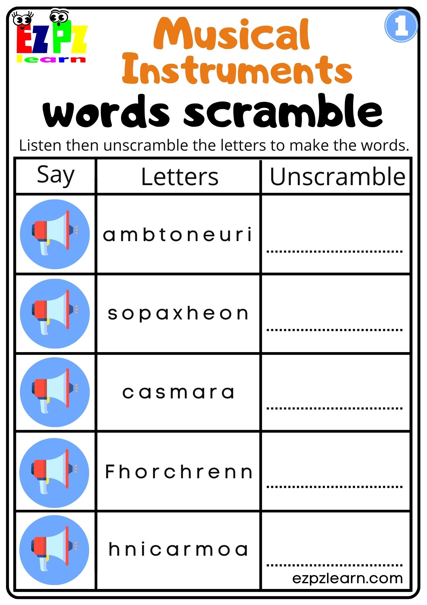 Musical Instruments - Ezpzlearn.com