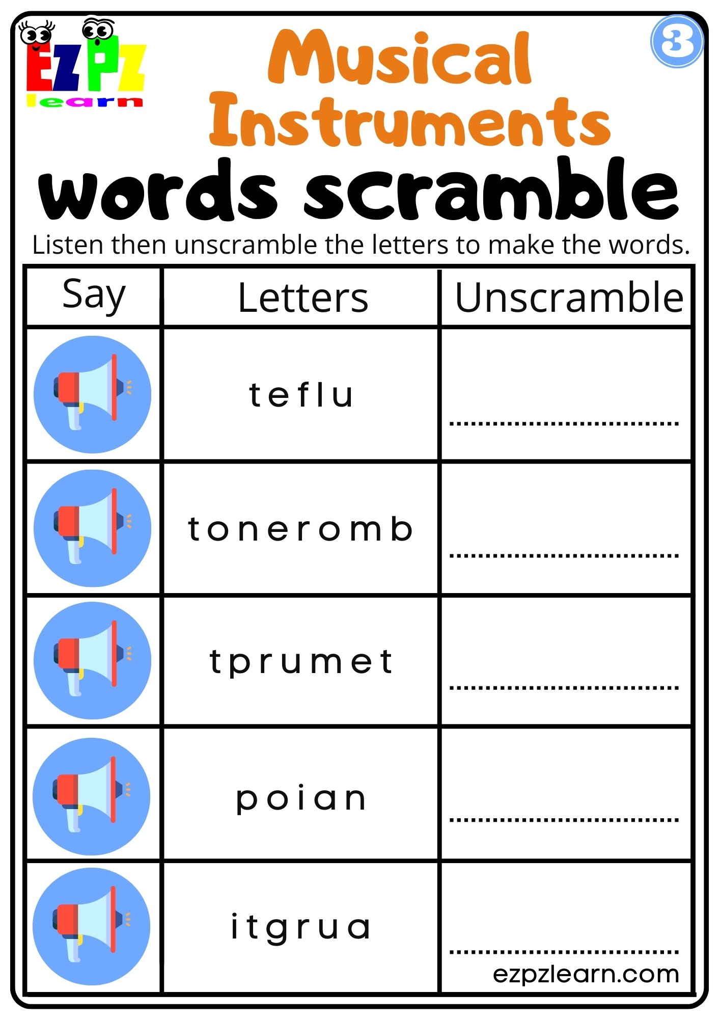 Musical Instruments - Ezpzlearn.com