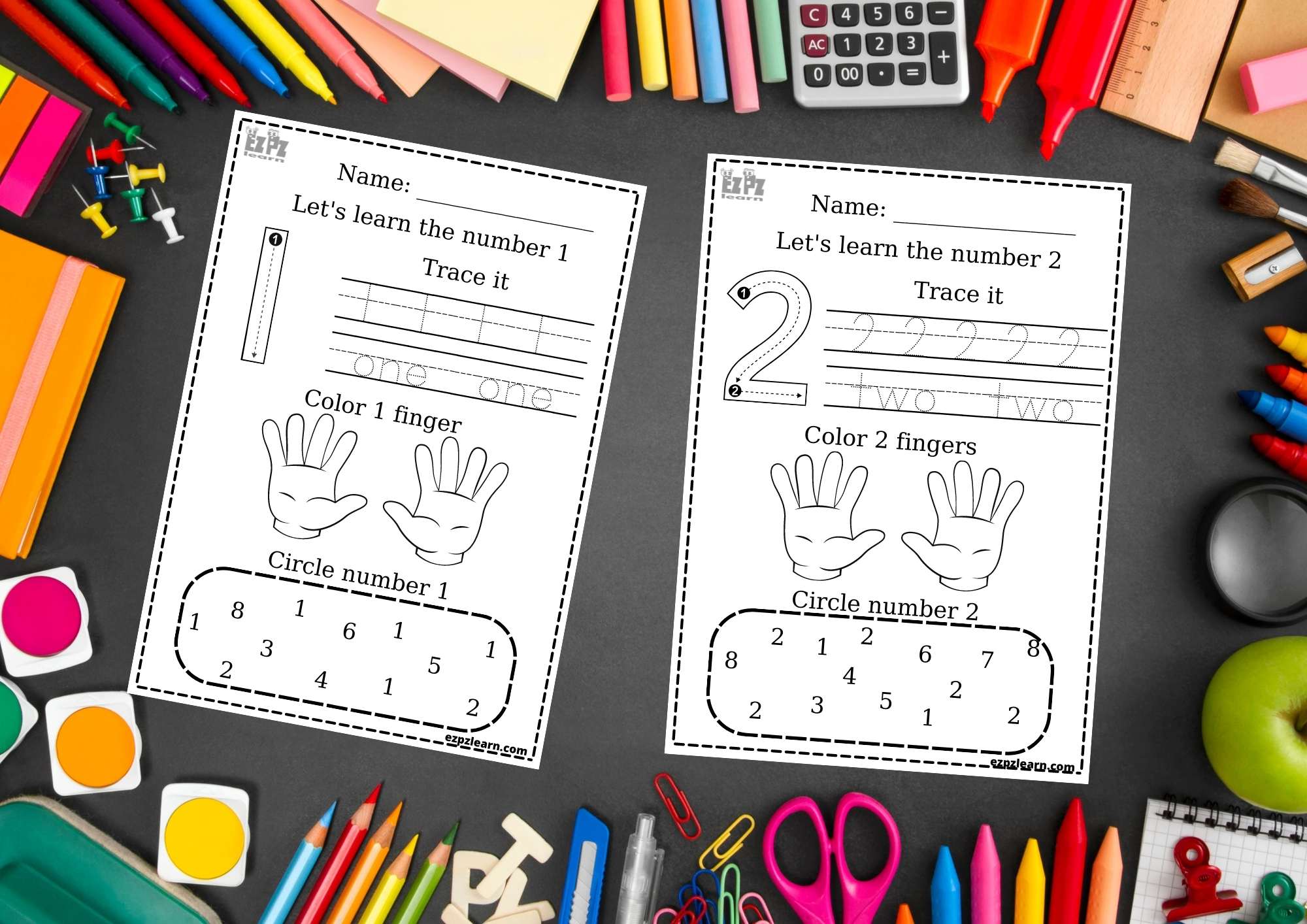 Learn numbers one to ten trace and circle - Ezpzlearn.com