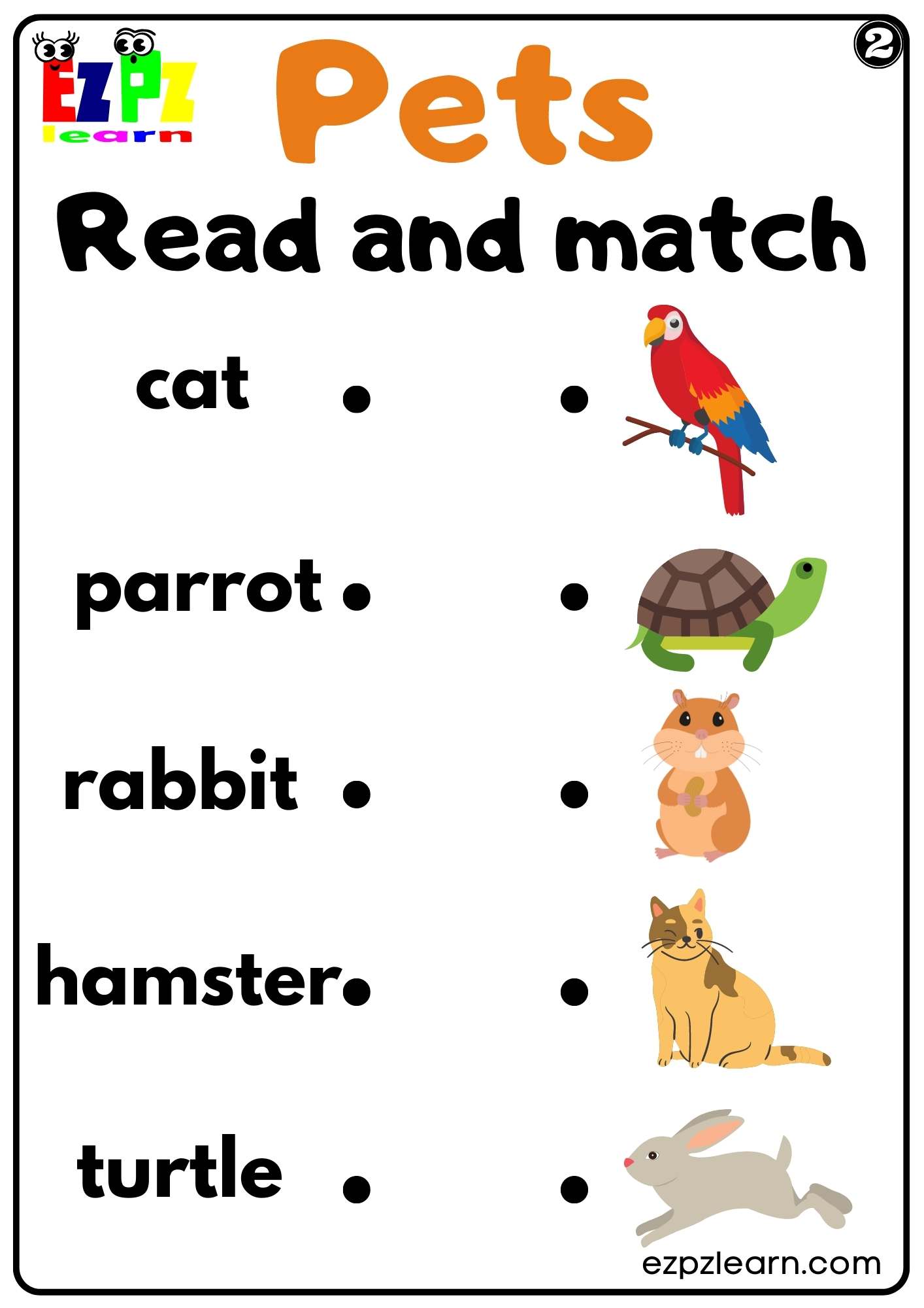 Pets Read and Match set 2 Worksheet For Kids and ESL PDF Download ...