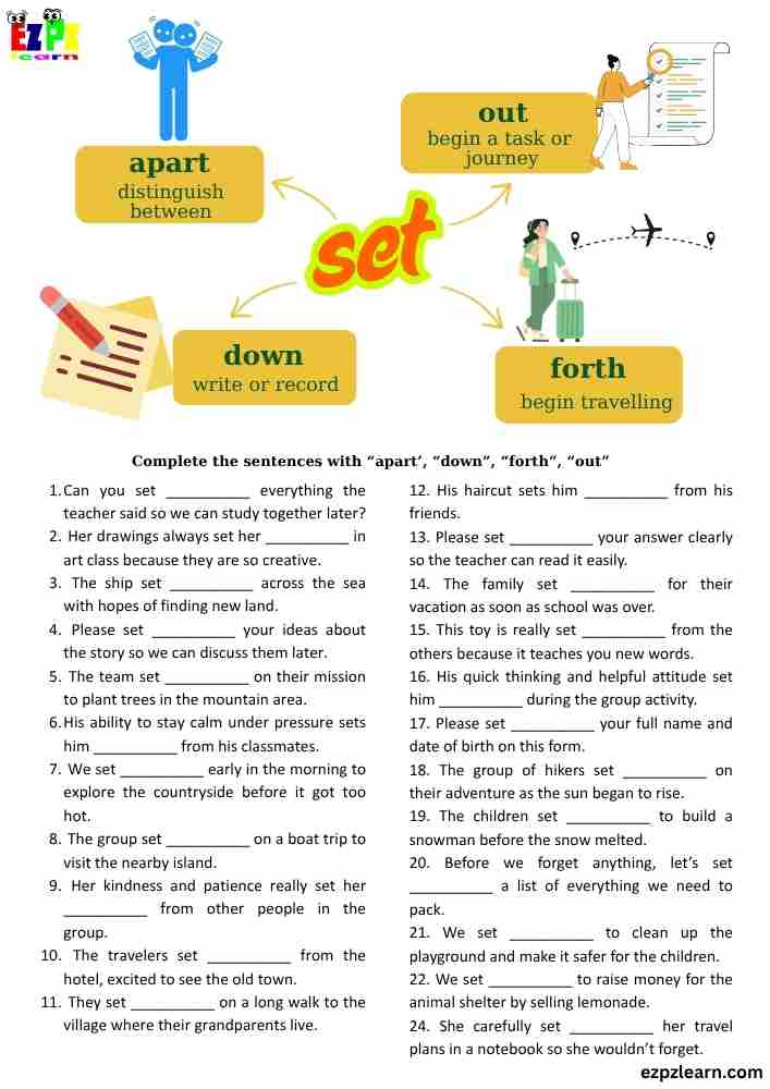 This engaging phrasal verbs worksheet features 24 fill-in-the-blank ...