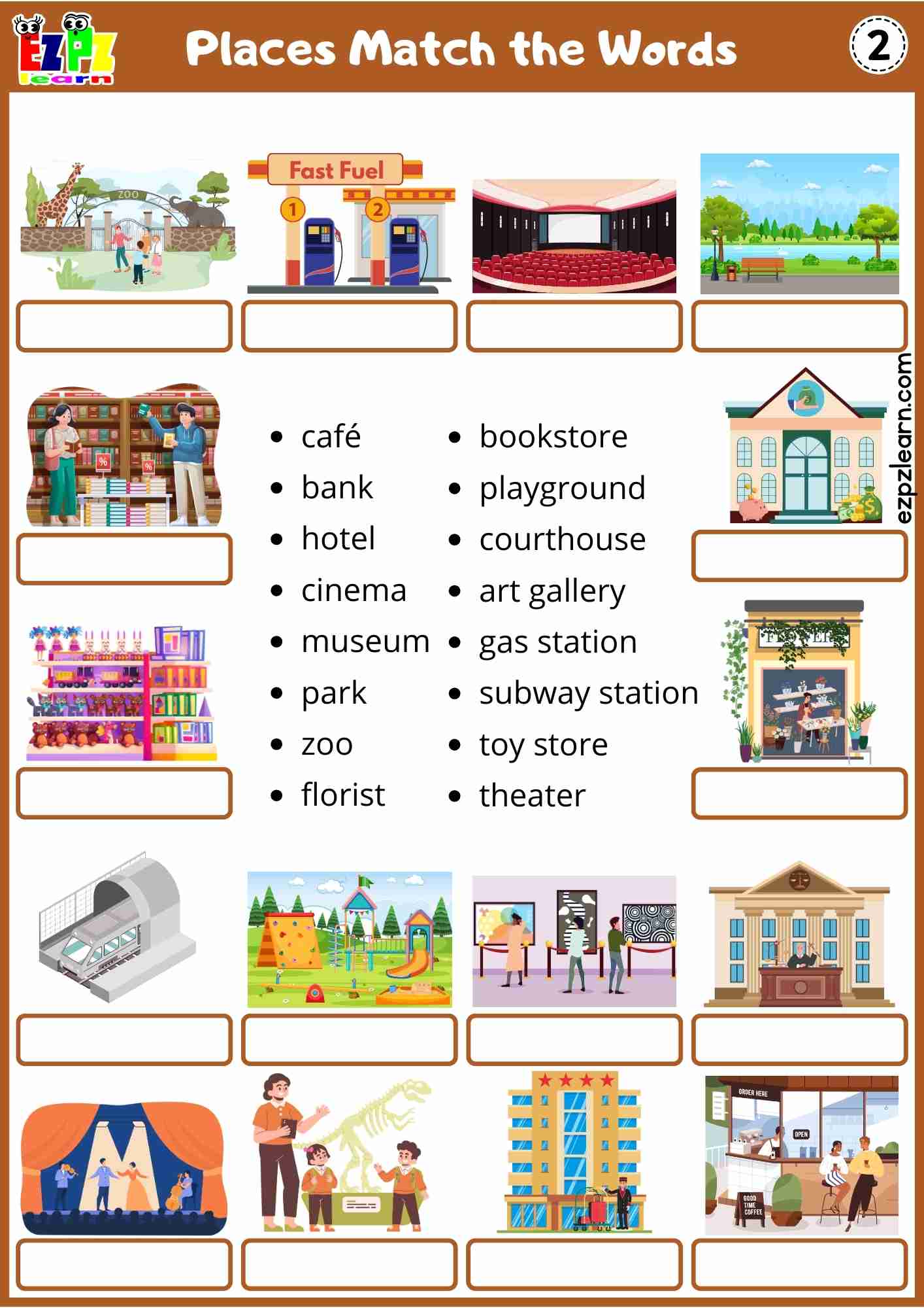 Places in the City – Write the Correct Word Under the Picture | Free ...