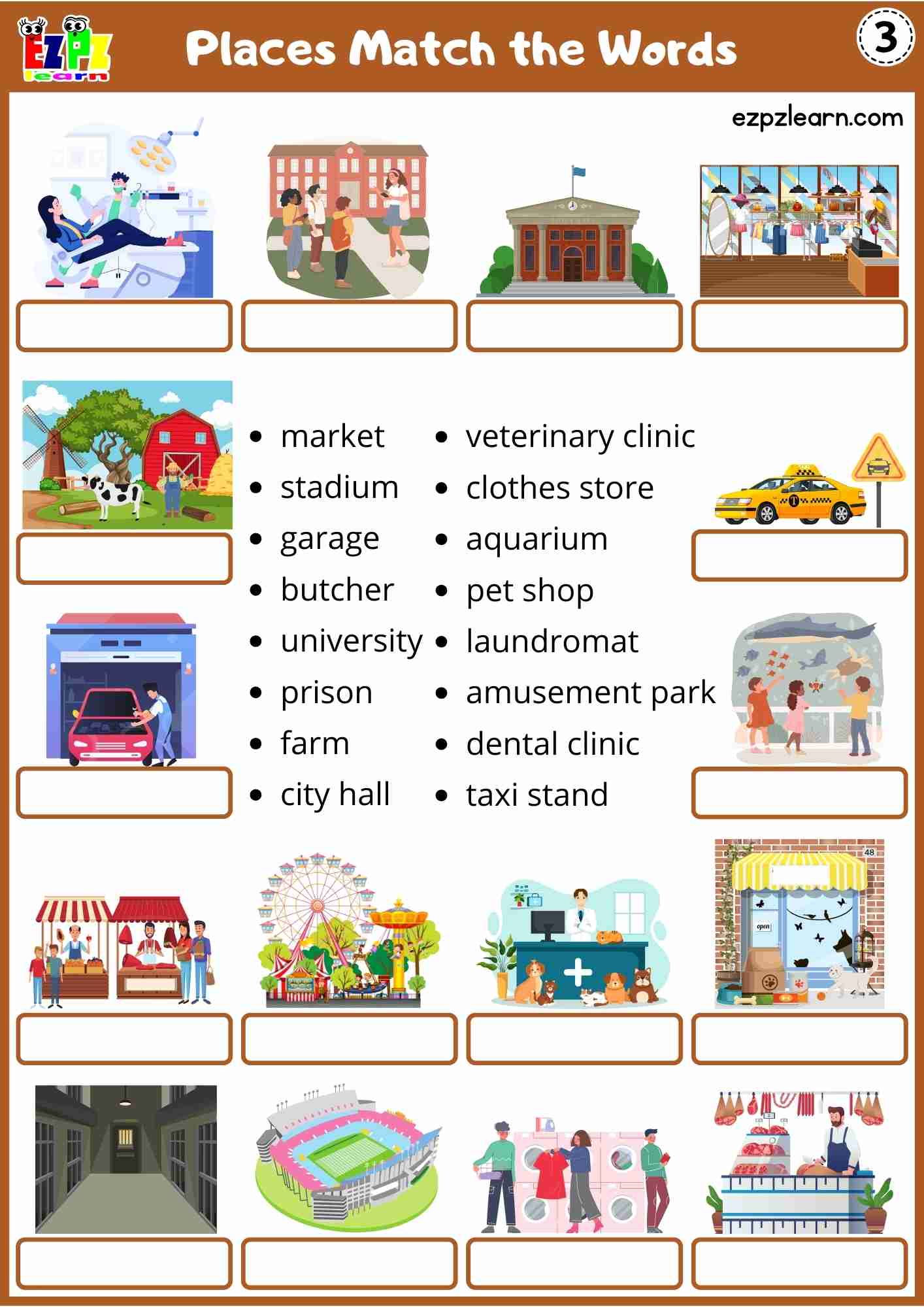 Places in the City – Write the Correct Word Under the Picture Free PDF ...