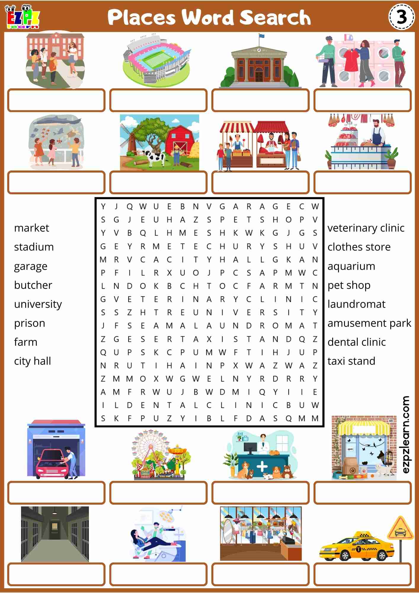 Places in the City Word Search – Fun Vocabulary Activity for Kids Free ...