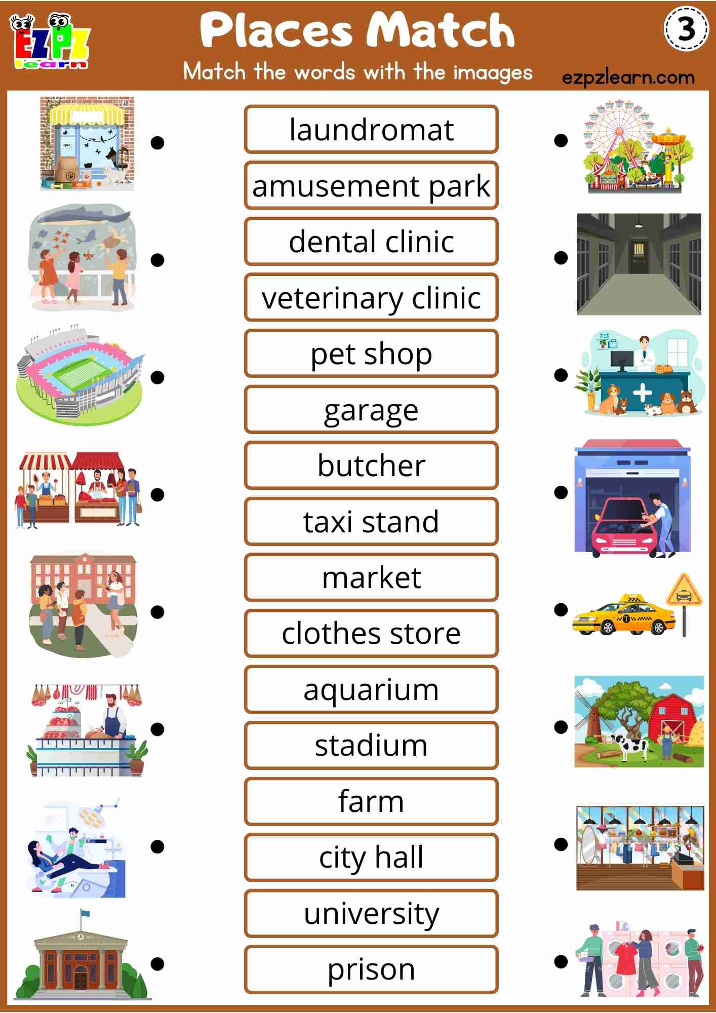 Places in the City – Match the Words with the Images Free PDF for ...