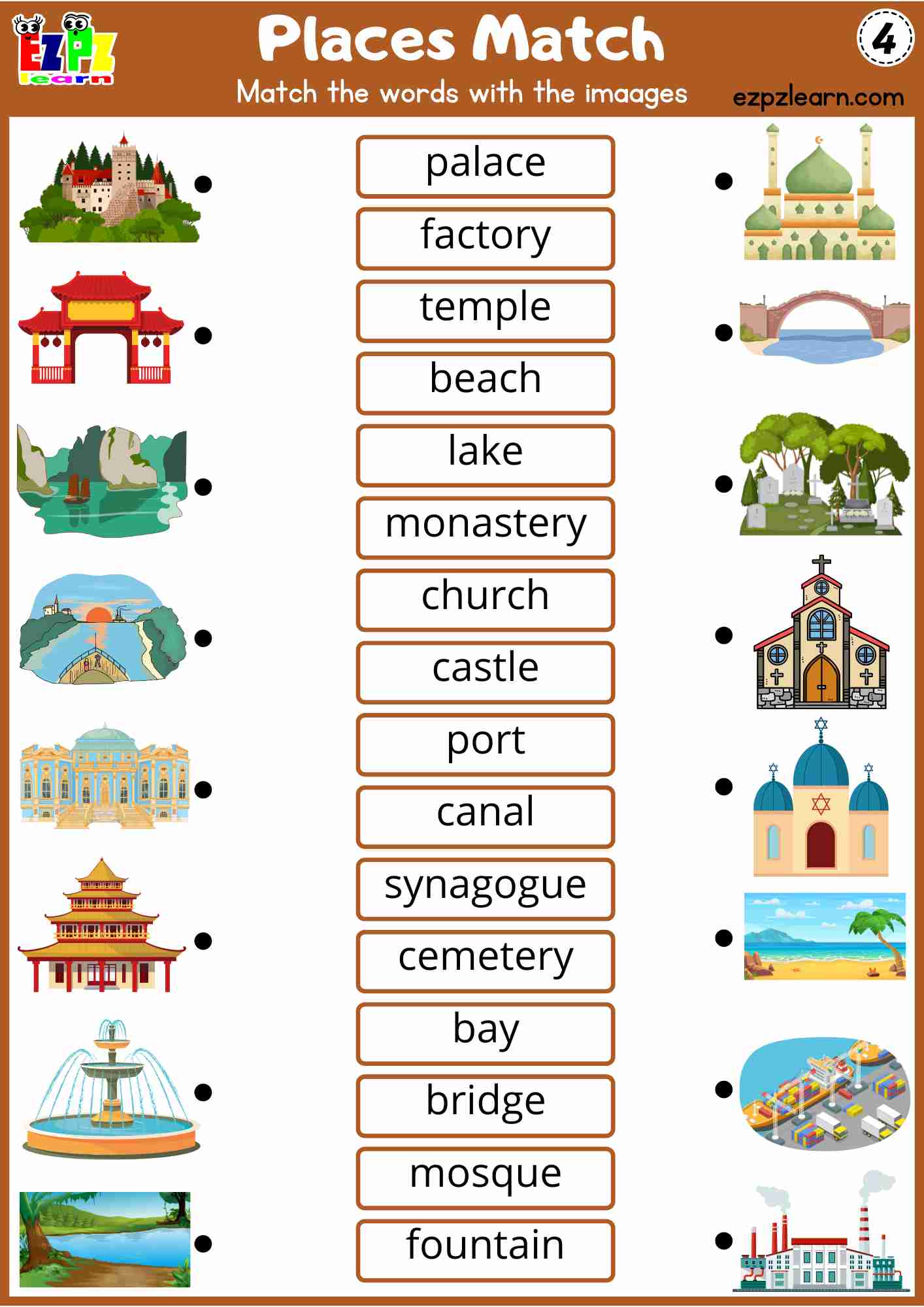 Places in the City – Match the Words with the Images Free PDF for ...