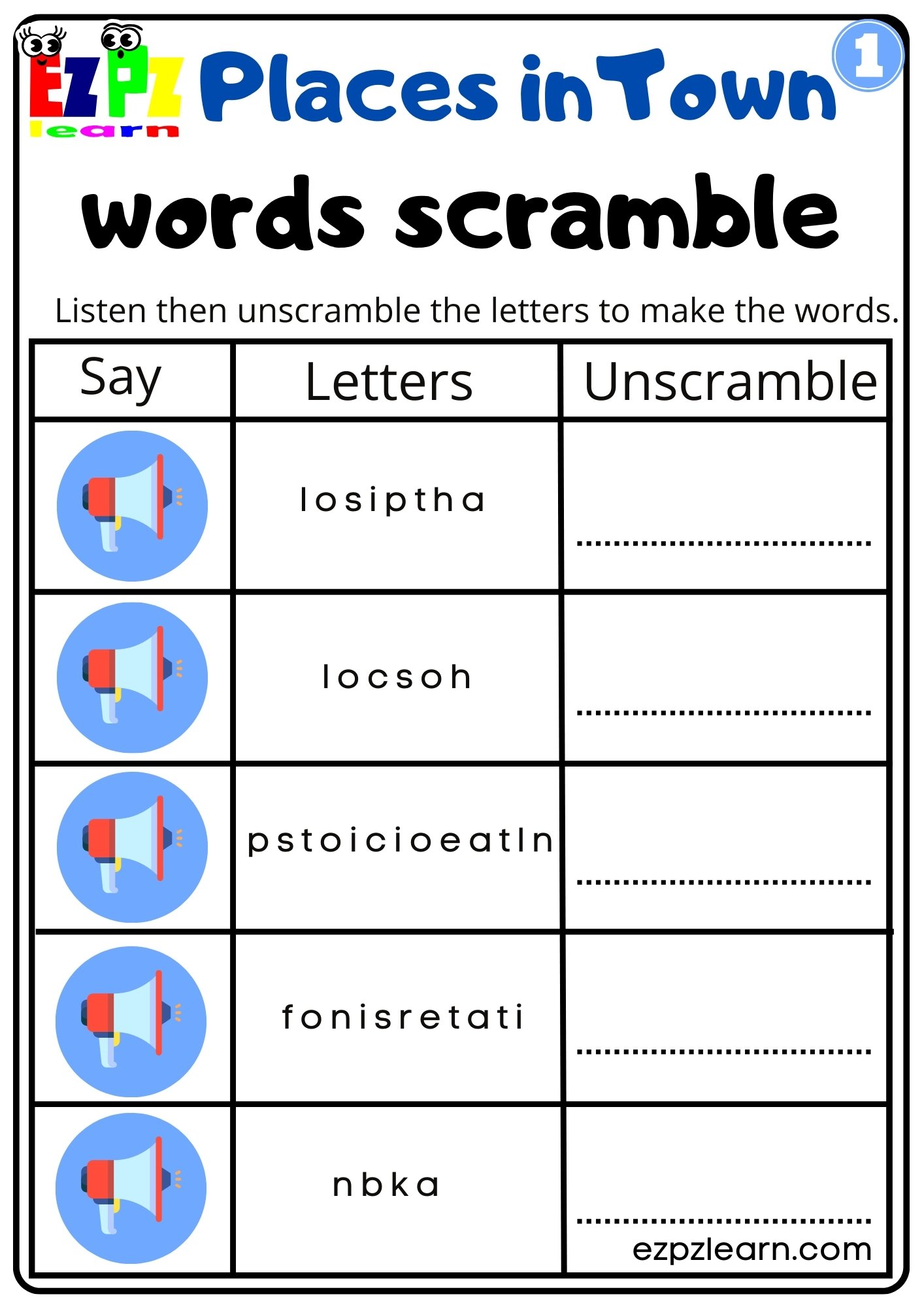 Places in the city - Ezpzlearn.com