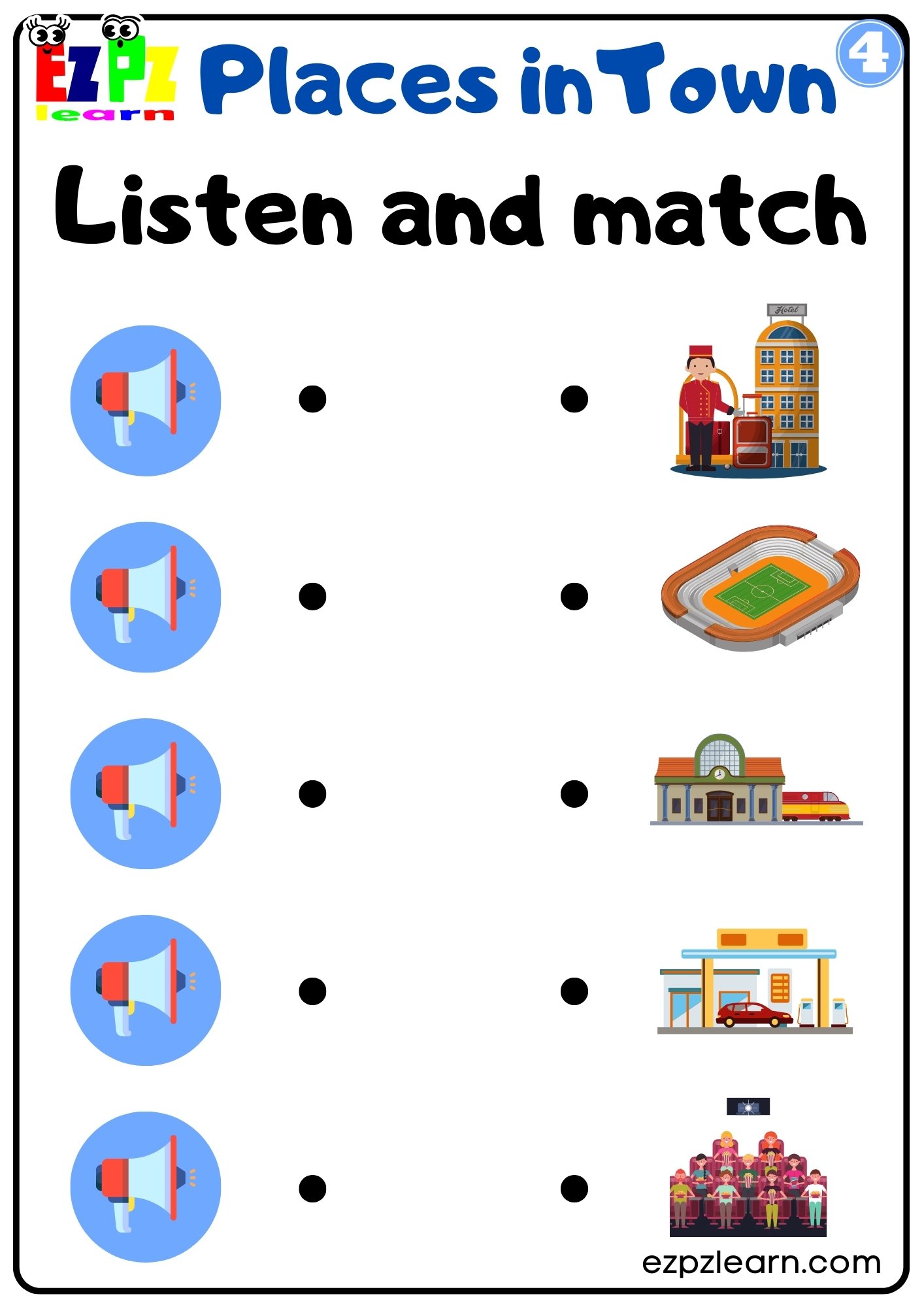 Places in the City Vocabulary Interactive Worksheet Listen and Match ...